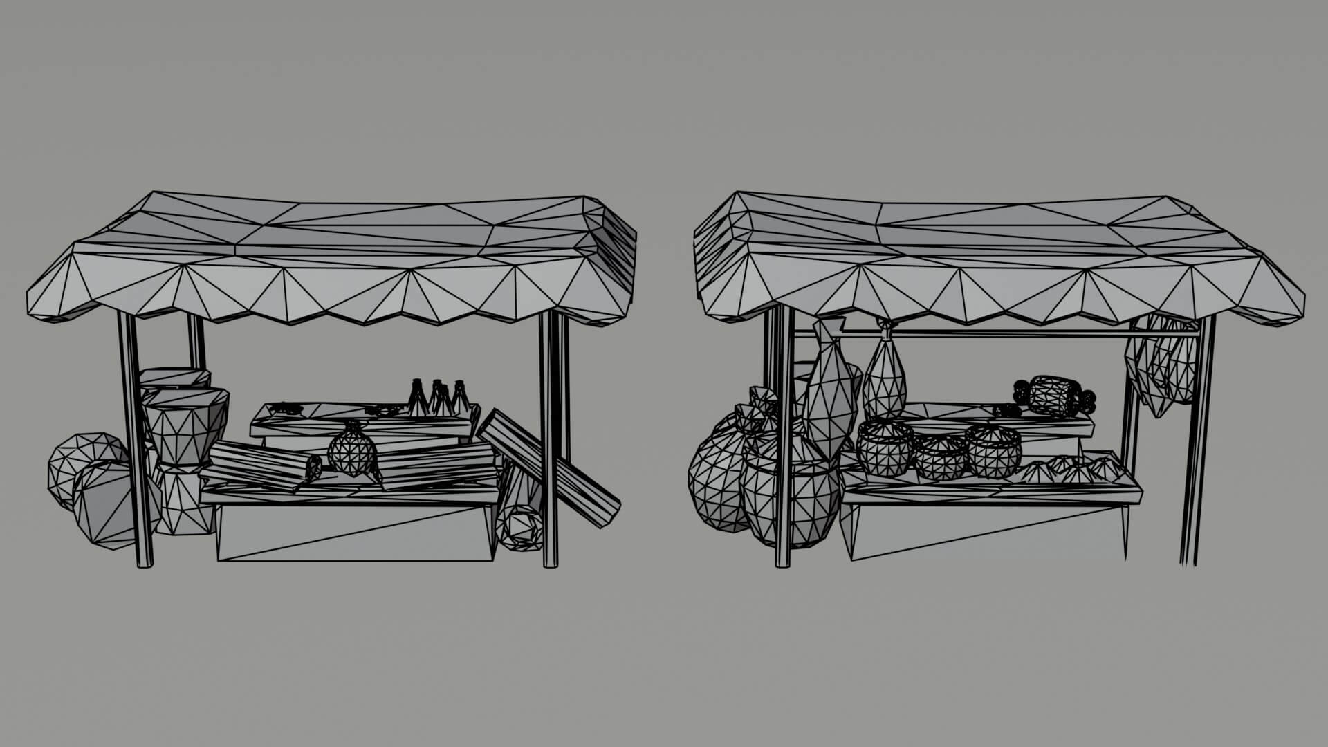Cartoon Medieval City Markets Polygonal Style by Tykryk