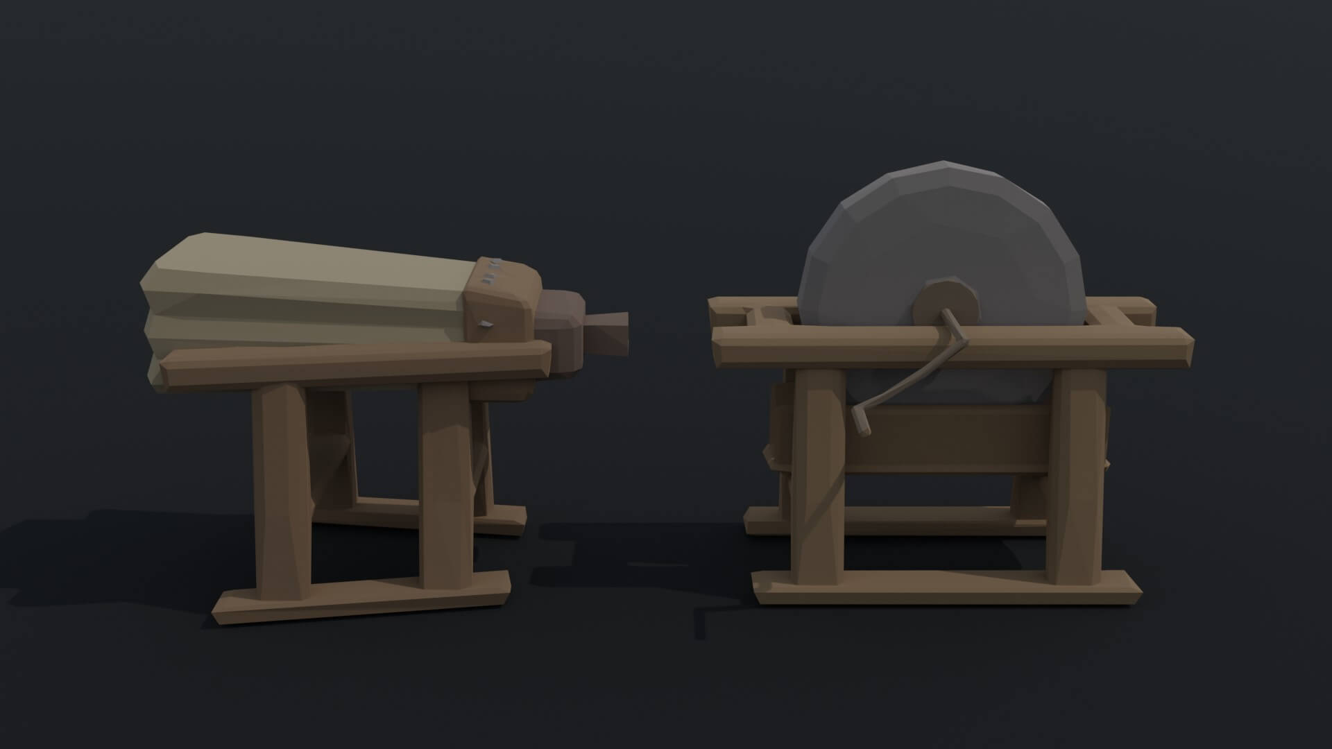 Cartoon Blacksmith Tools Polygonal Style - 3D Model by Tykryk