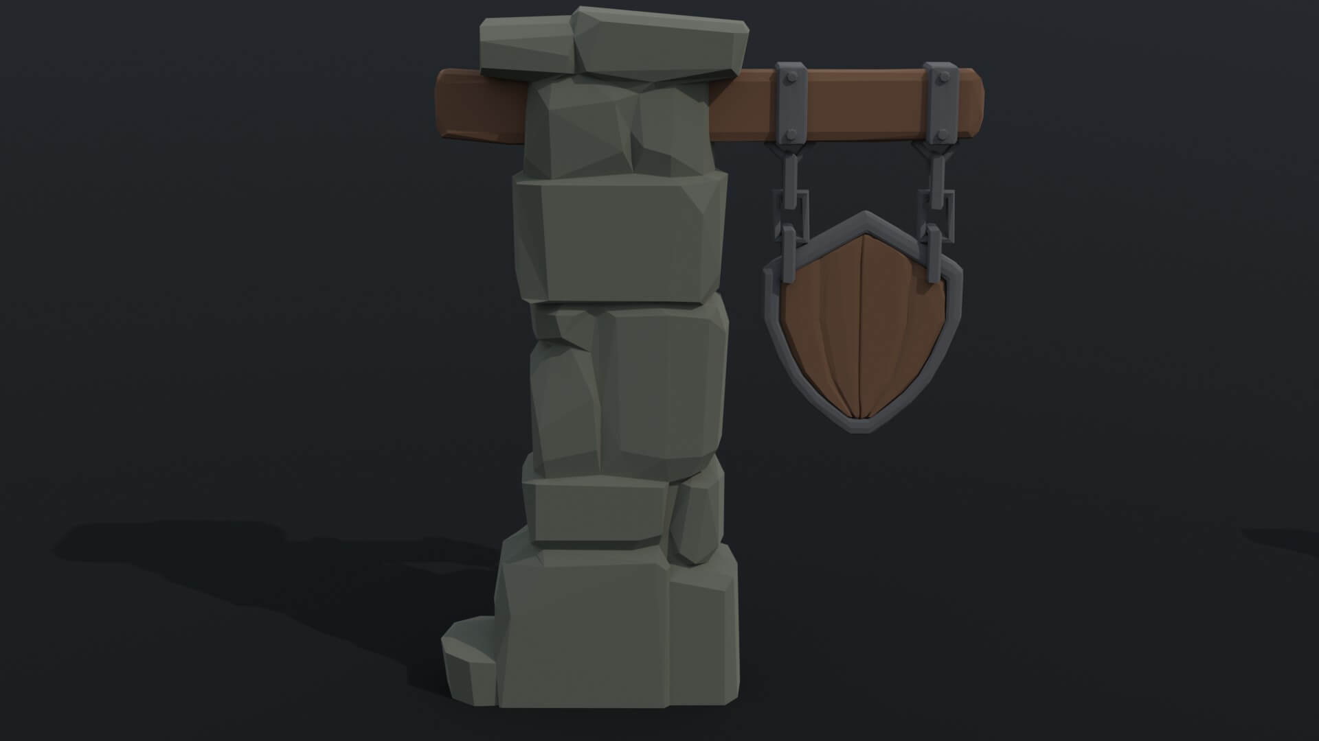 Cartoon Fantasy Armory Road Sign Polygonal Style - 3D Model by Tykryk