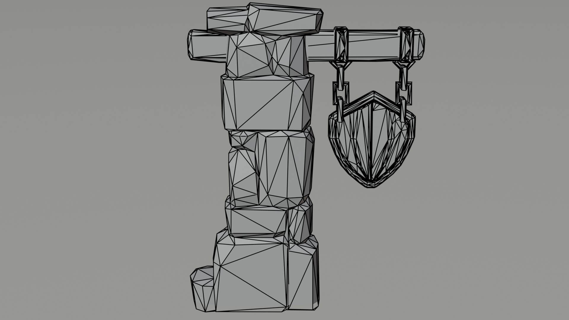 Cartoon Fantasy Armory Road Sign Polygonal Style - 3D Model by Tykryk