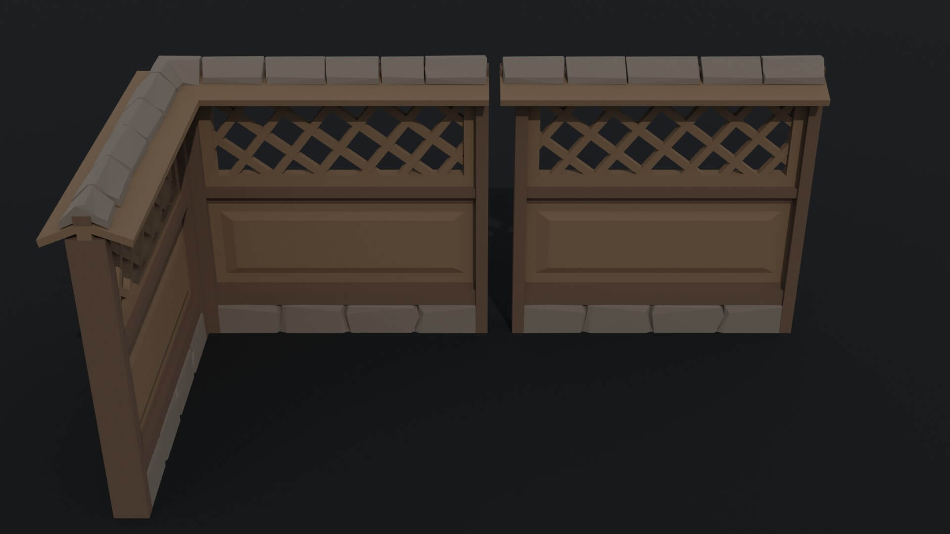 Cartoon Fantasy Asion Fence Polygonal Style - 3D Model by Tykryk