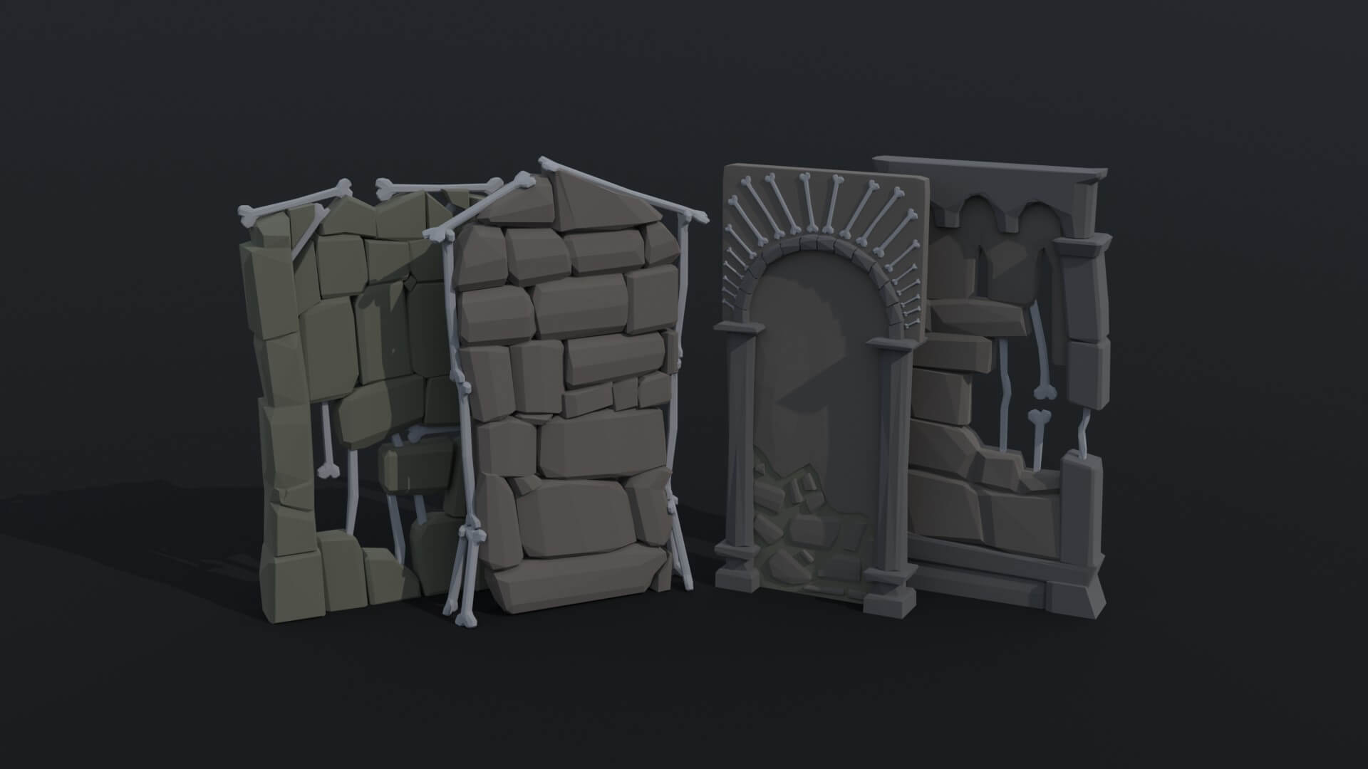 Cartoon Fantasy Dungeon Decorative Wall Polygonal Style - 3D Model by ...