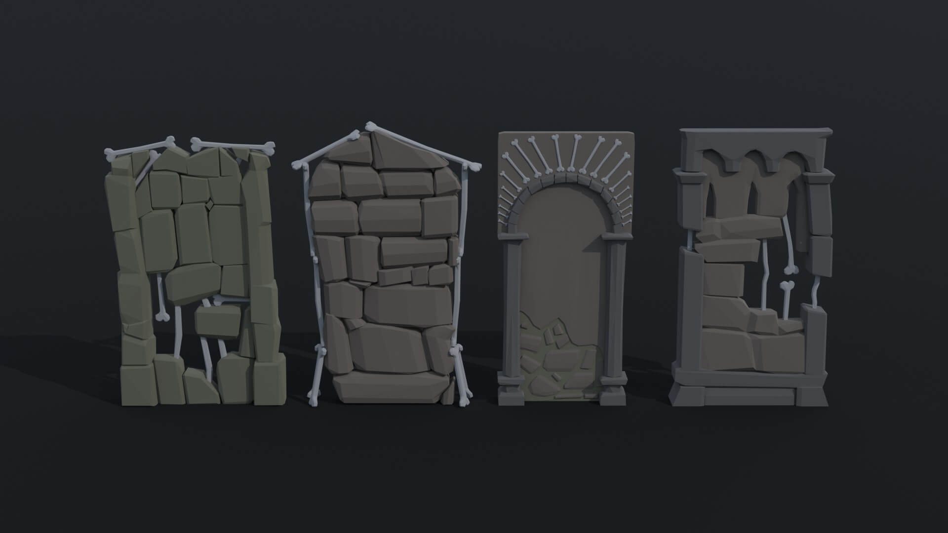 Cartoon Fantasy Dungeon Decorative Wall Polygonal Style 3d Model By Tykryk 