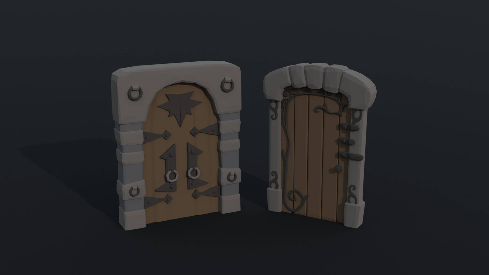 Cartoon Dungeon Door Polygonal Style - 3D Model by Tykryk