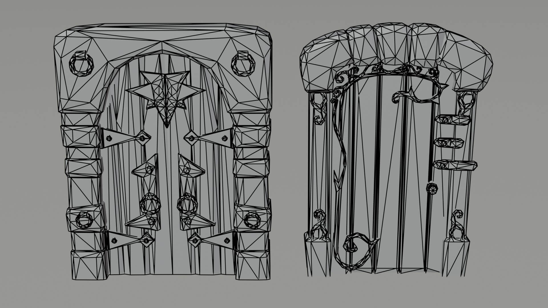 Cartoon Dungeon Door Polygonal Style - 3D Model by Tykryk