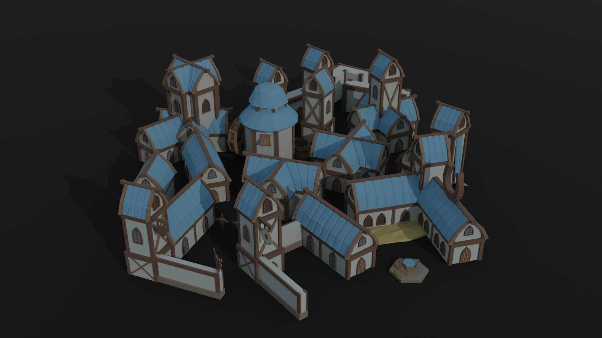 Cartoon Fantasy Elf City Asset Polygonal Style - 3D Model by Tykryk