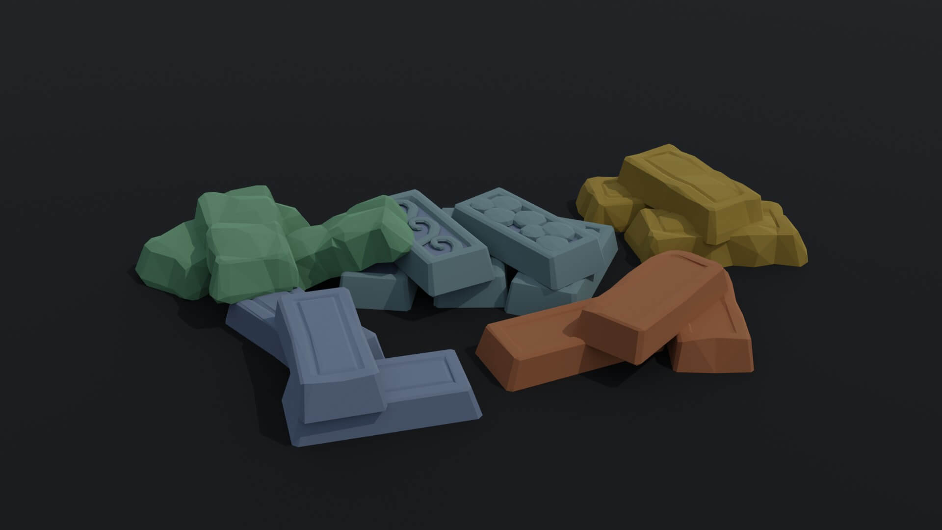 Cartoon Fantasy Ingots Kit - 3D Model by Tykryk