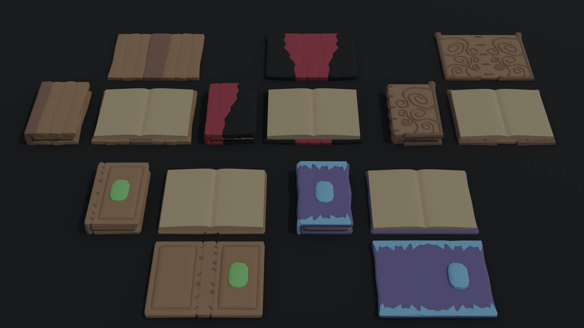 Cartoon Fantasy Magic Book Polygonal Style - 3D Model by Tykryk