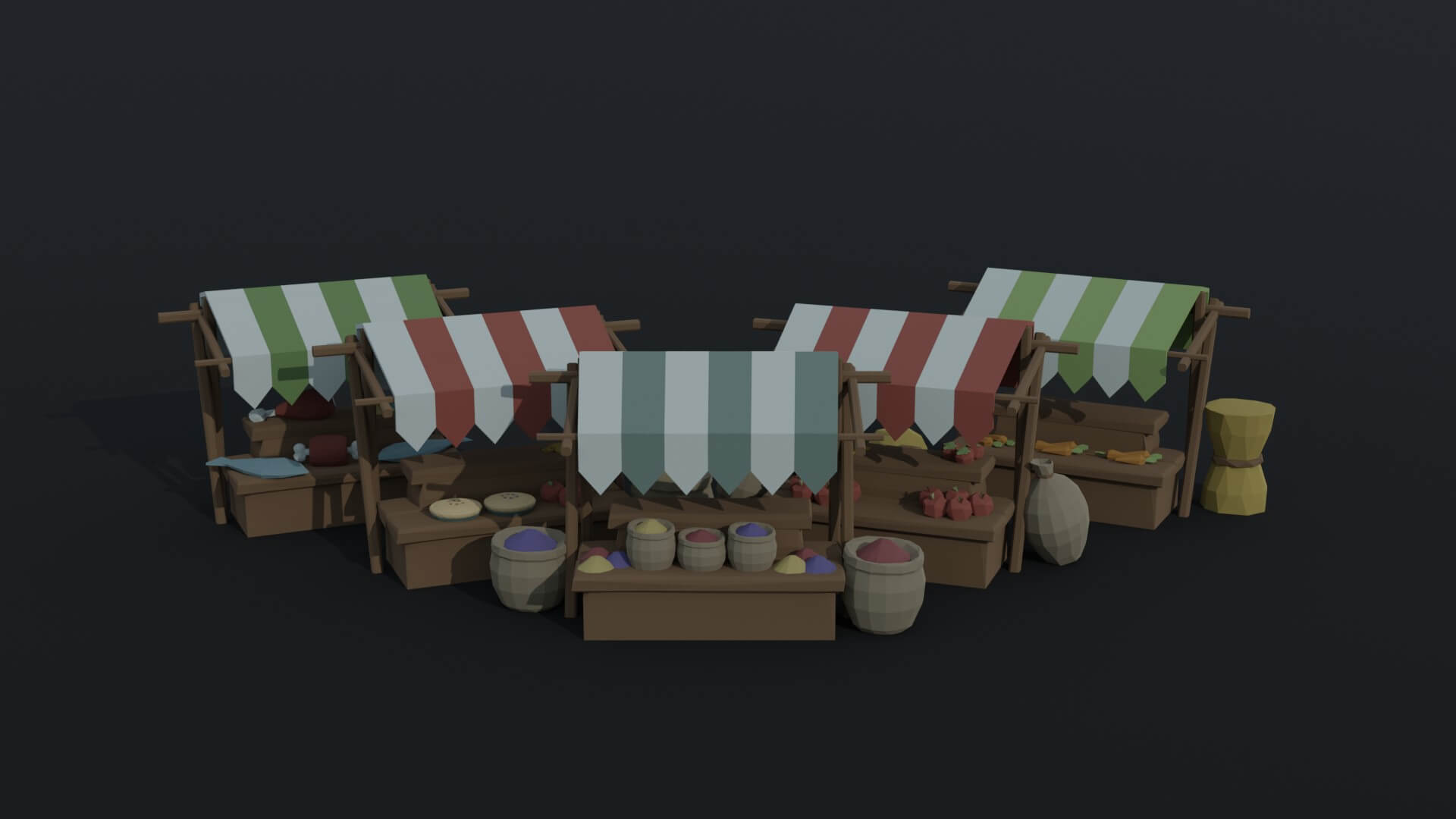 Cartoon Market Polygonal Style - 3D Model by Tykryk