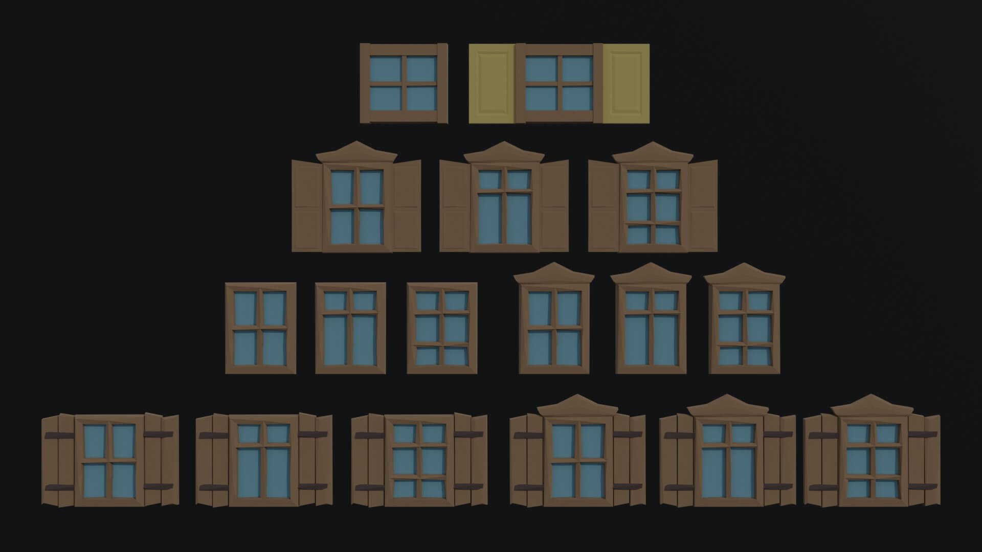 Cartoon Fantasy Wood Windows Polygonal Style - 3D Model by Tykryk