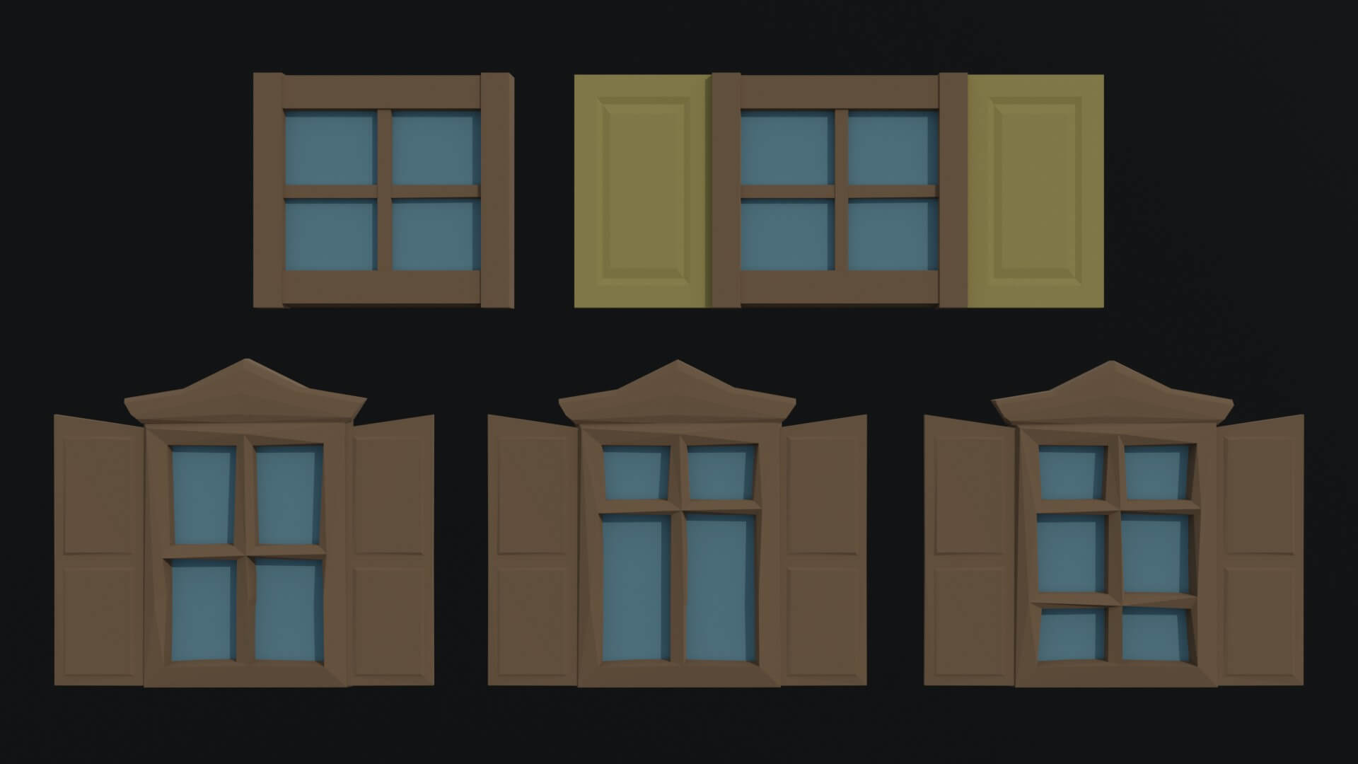 Cartoon Fantasy Wood Windows Polygonal Style - 3D Model by Tykryk