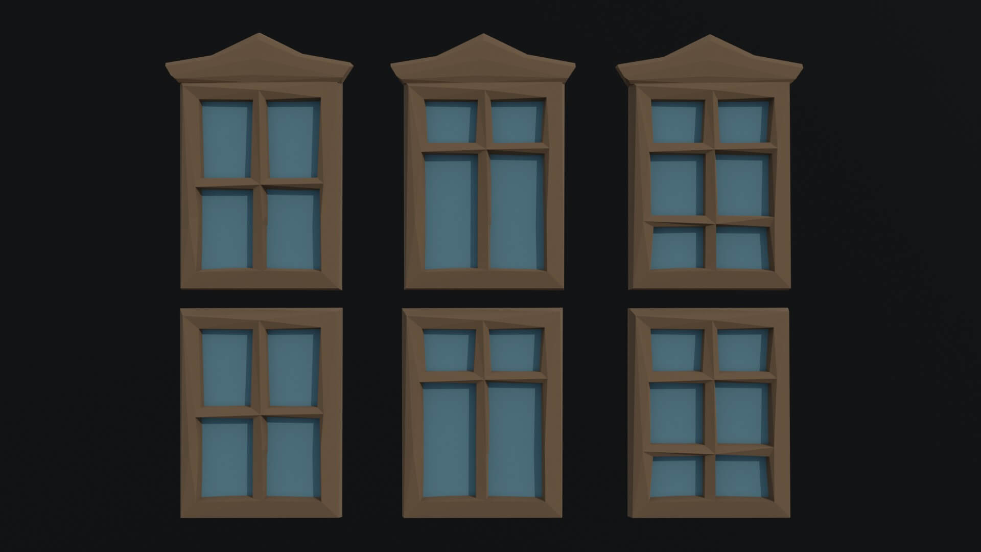 Cartoon Fantasy Polygonal Village Windows - 3D Model by Tykryk