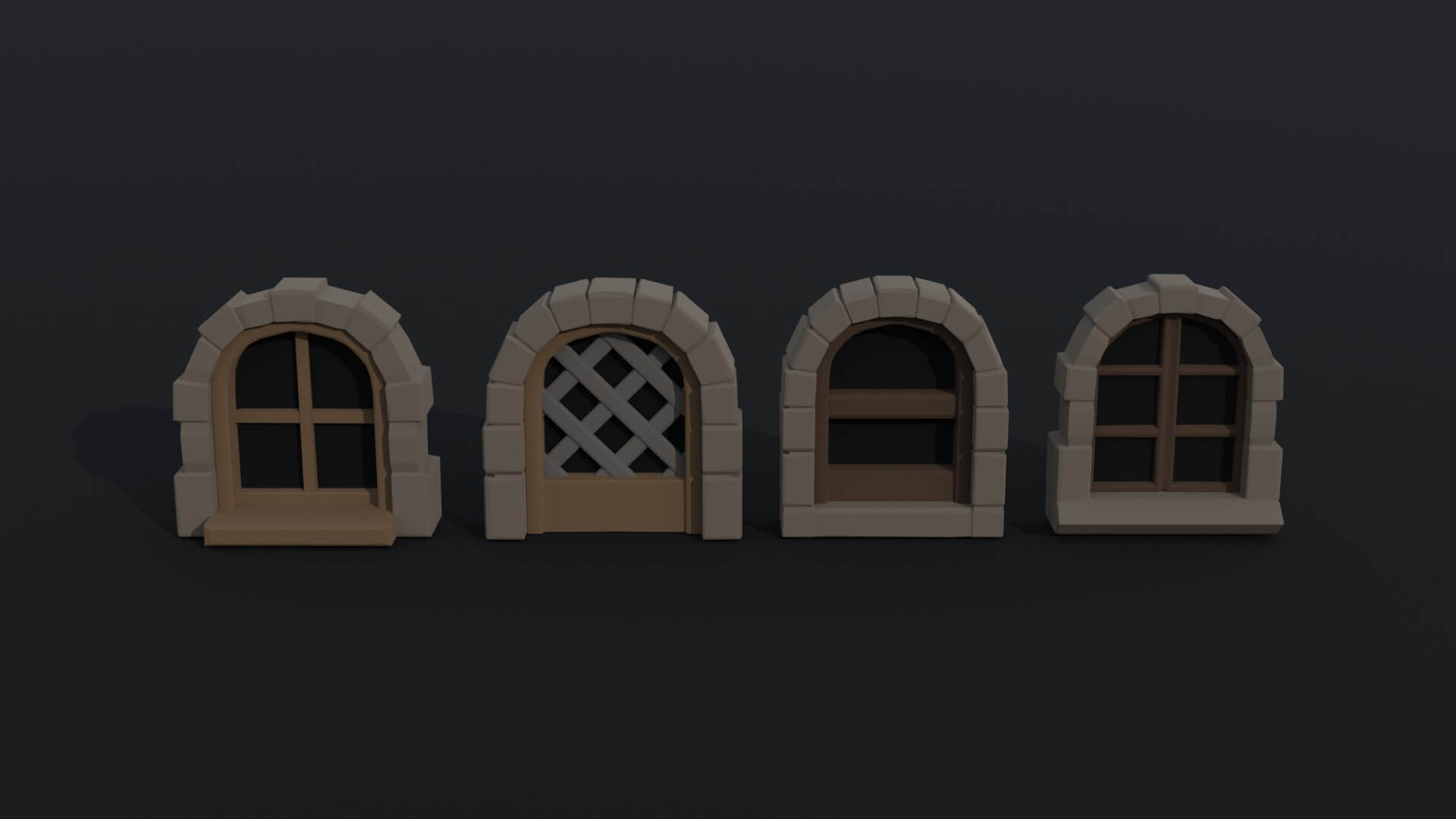 Cartoon Fantasy Polygonal Windows - 3D Model by Tykryk