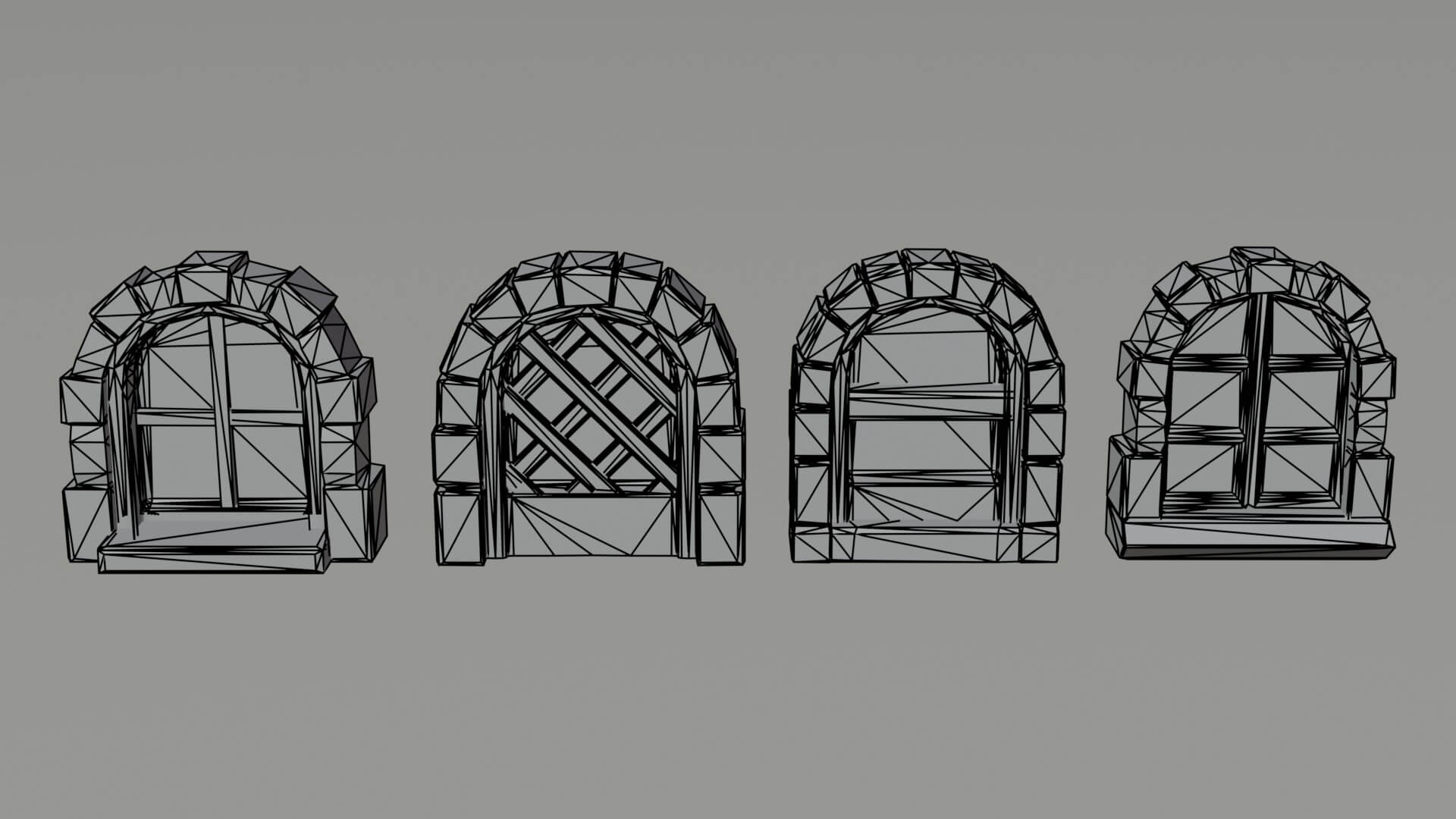 Cartoon Fantasy Polygonal Windows - 3D Model by Tykryk