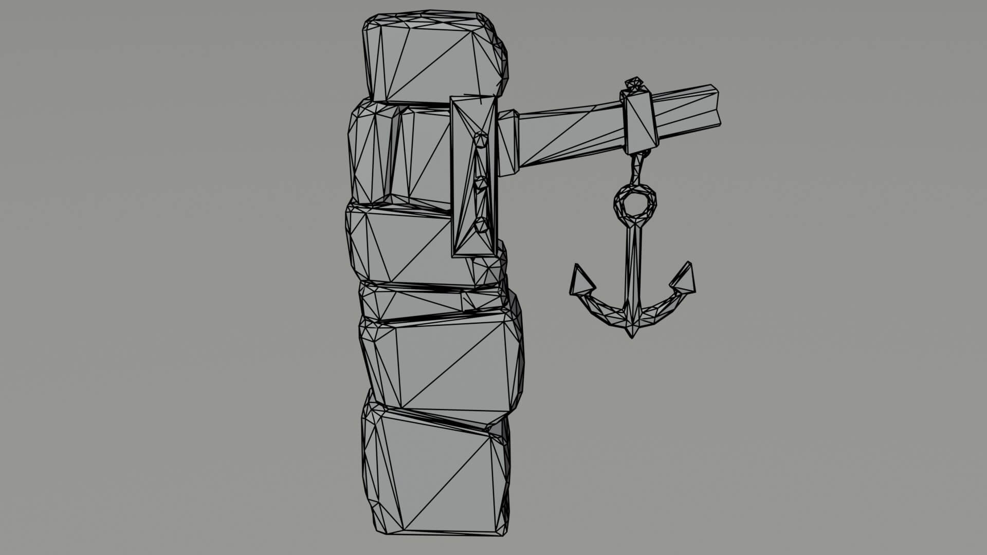 Cartoon Fantasy Port Road Sign Polygonal Style - 3D Model by Tykryk