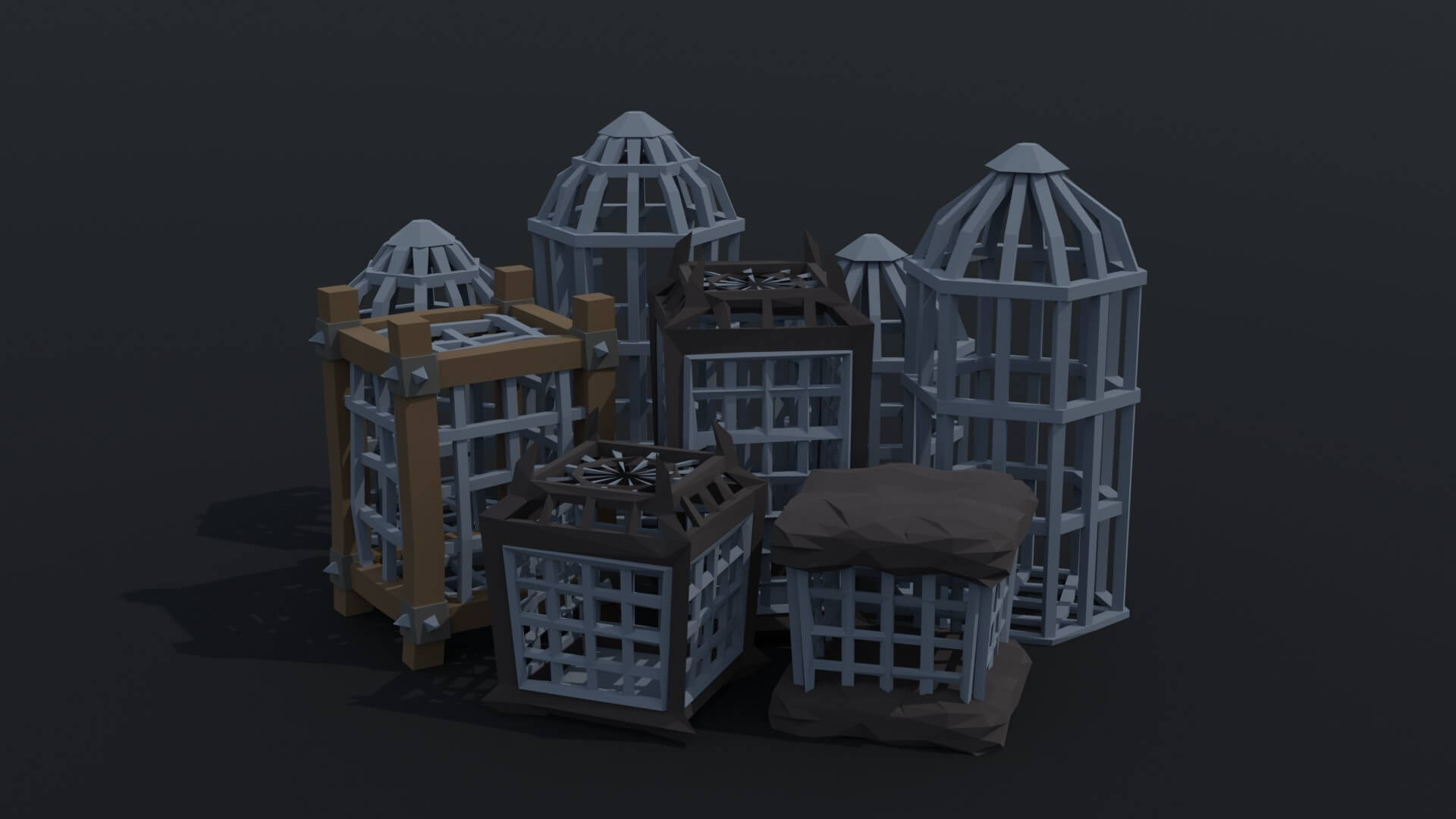 Cartoon Cages Polygonal Style - 3D Model by Tykryk