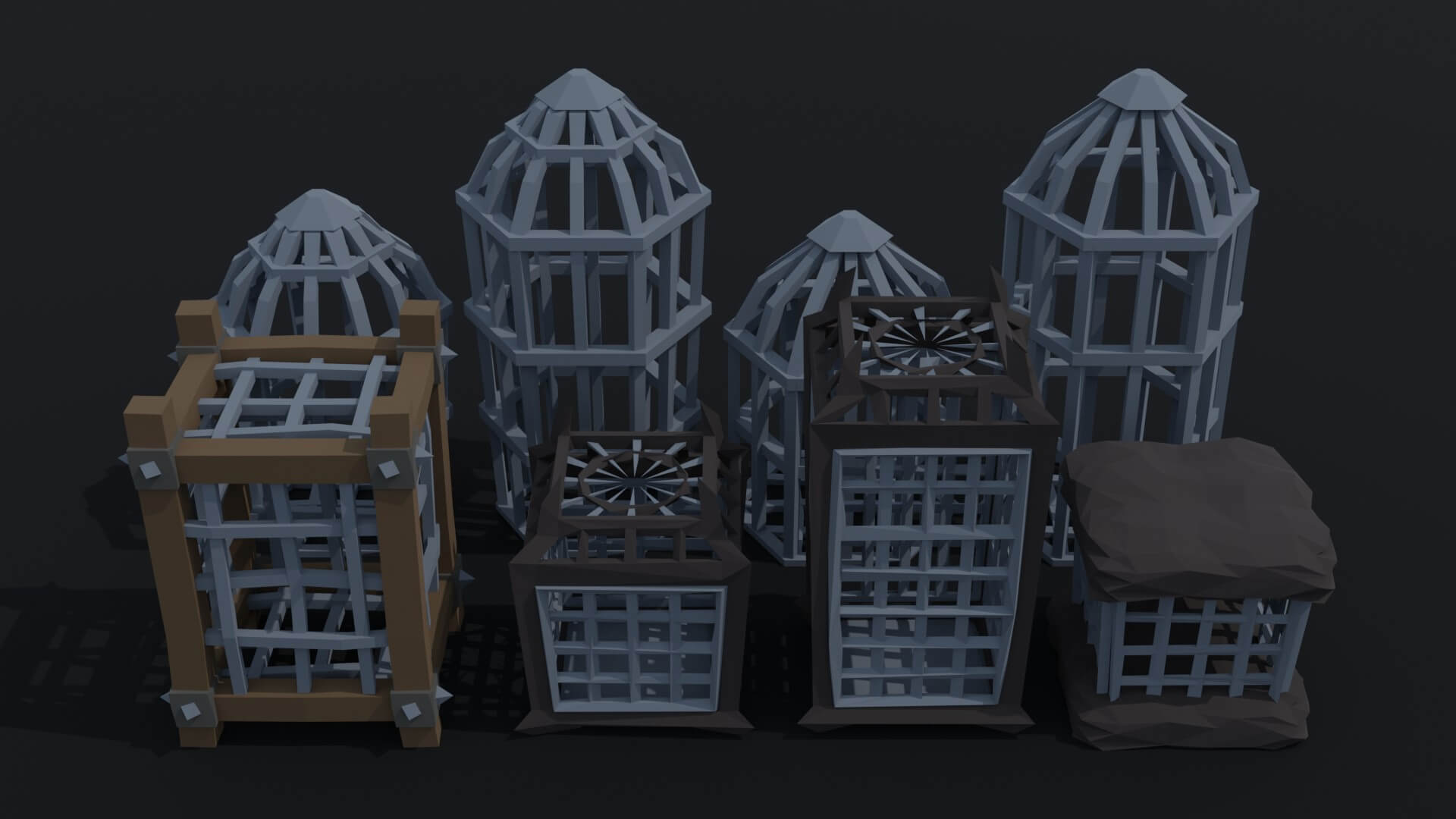Cartoon Cages Polygonal Style - 3D Model by Tykryk