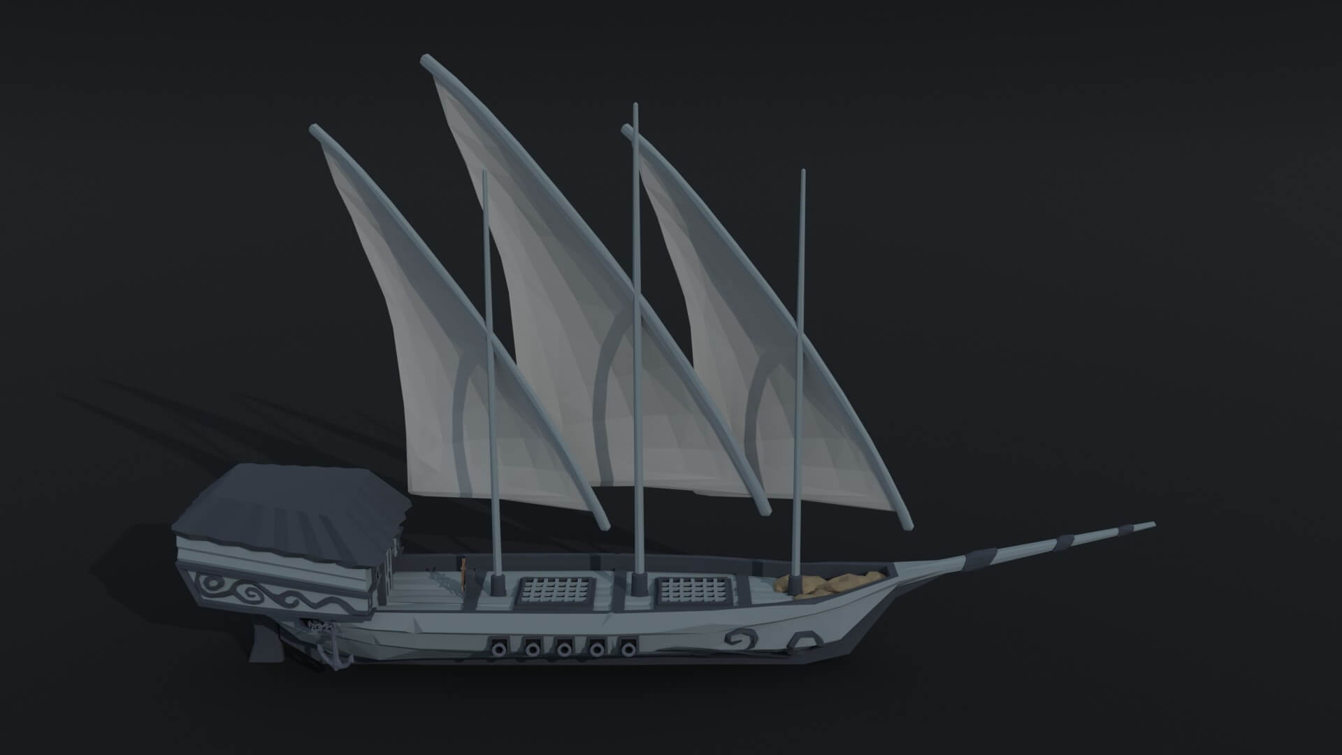 Cartoon Medieval Fantasy Ship 2 Polygonal Style - 3D Model by Tykryk