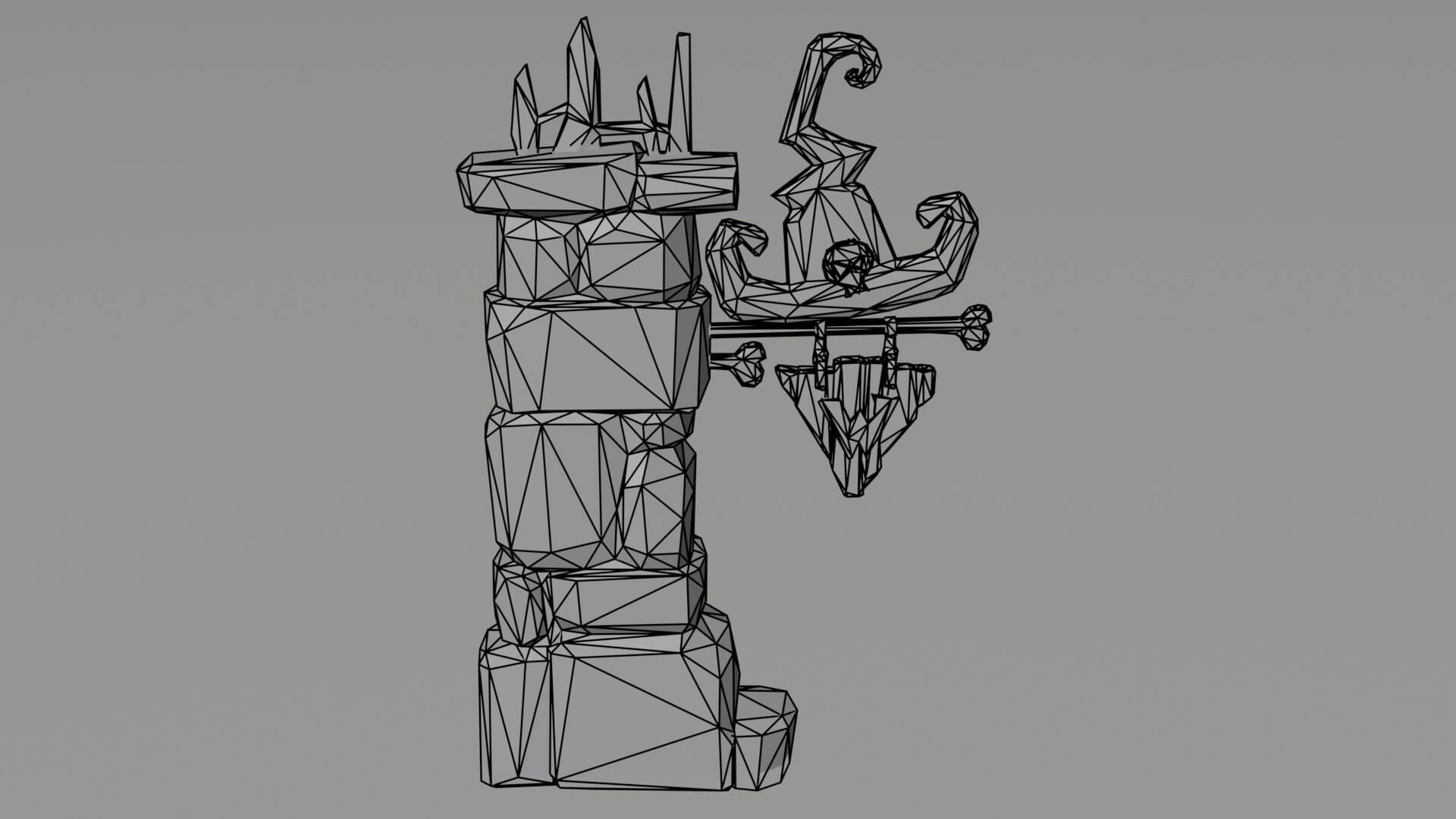 Cartoon Fantasy Witch Road Sign Polygonal Style - 3D Model by Tykryk