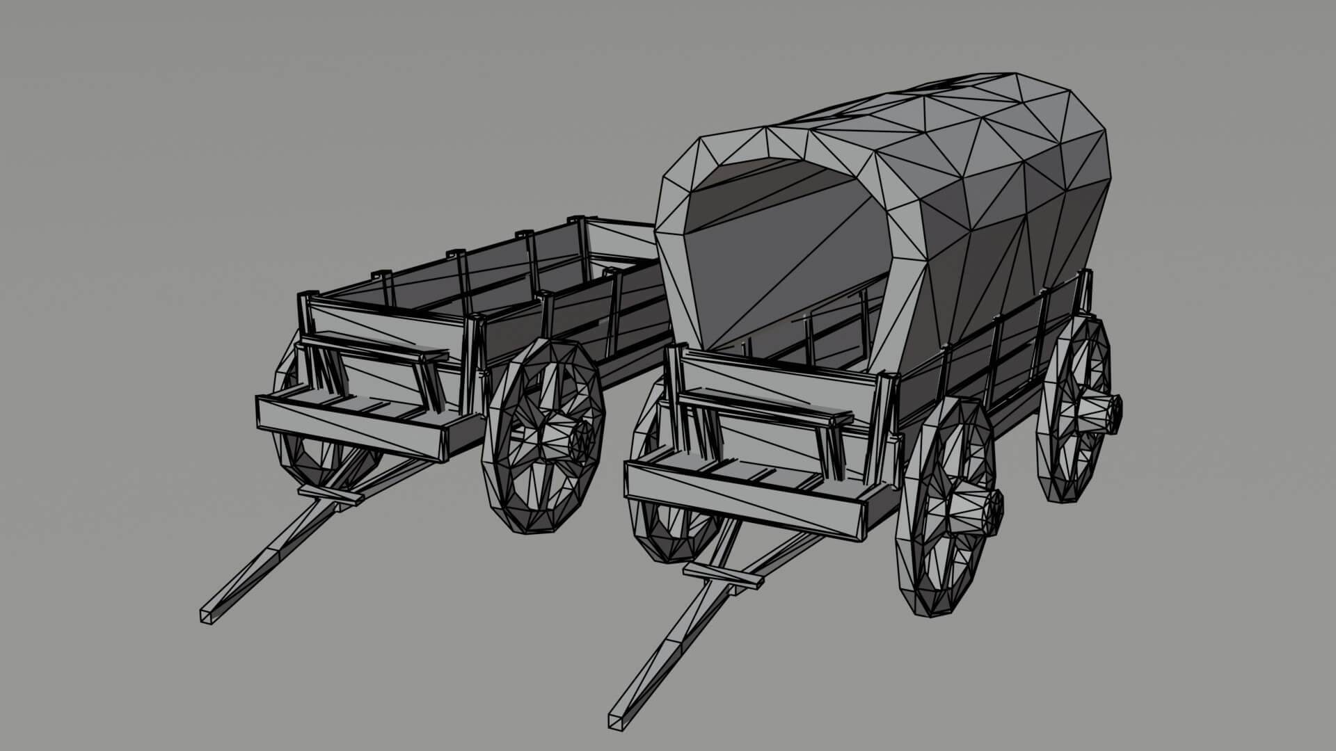 Cartoon Medieval Carts Asset Polygonal Style - 3D Model by Tykryk