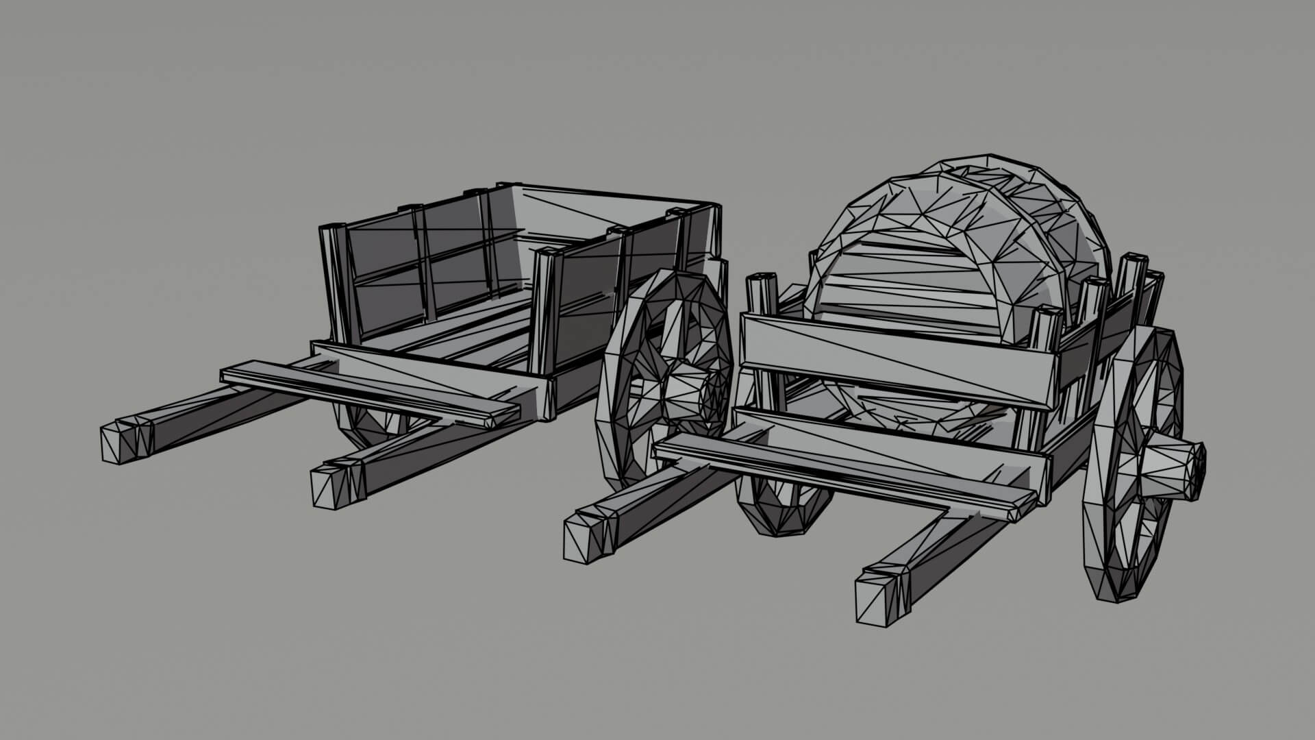 Cartoon Medieval Carts Asset Polygonal Style - 3D Model by Tykryk