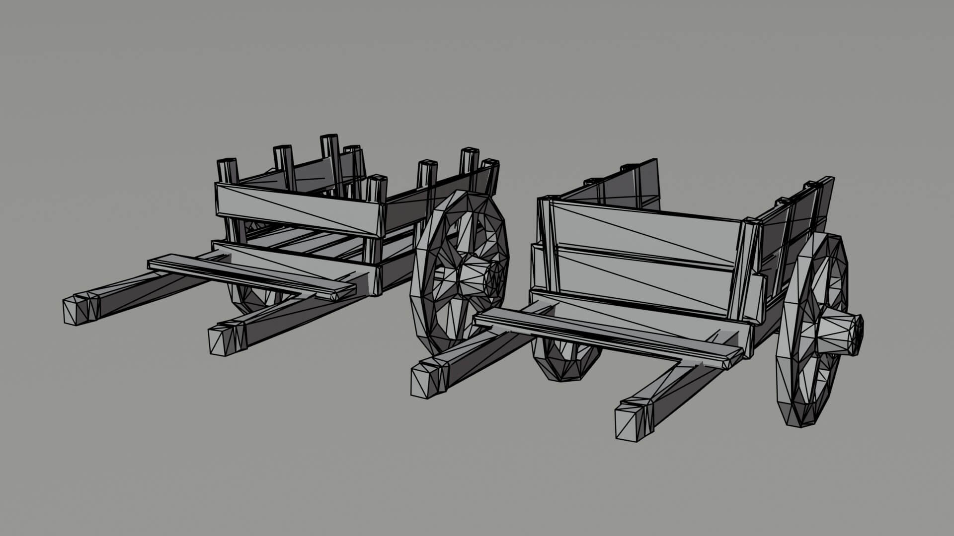 Cartoon Medieval Carts Asset Polygonal Style - 3D Model by Tykryk
