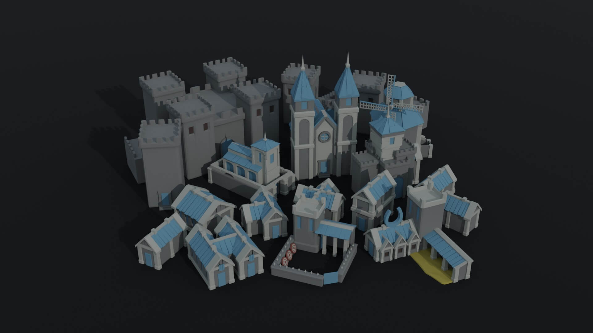 Cartoon Medieval Fantasy City Asset Polygonal Style - 3D Model by Tykryk