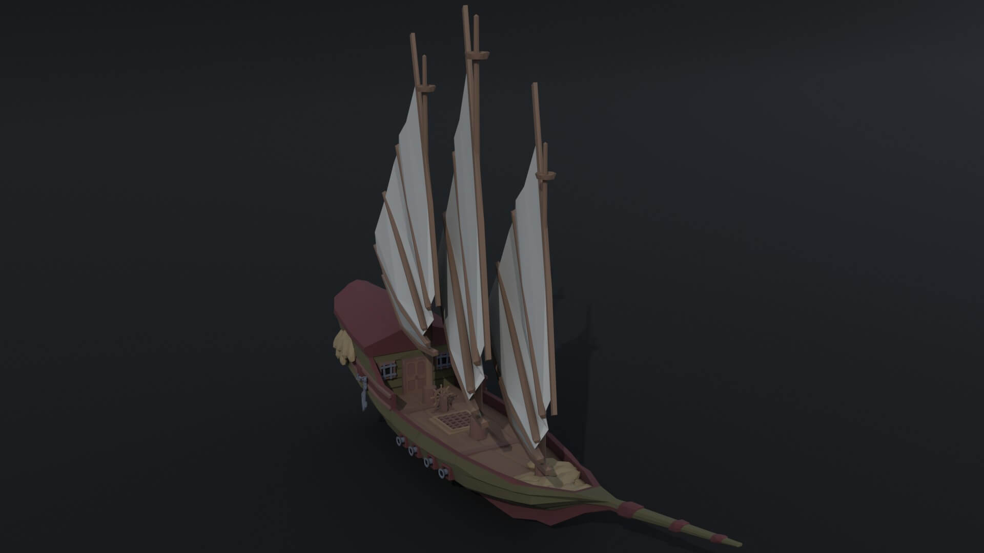 Cartoon Medieval Ships Asset Polygonal Style by Tykryk