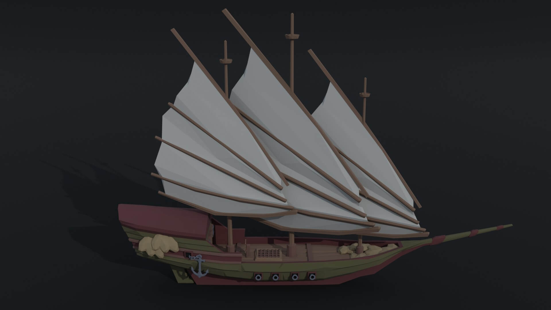 Cartoon Medieval Ships Asset Polygonal Style by Tykryk