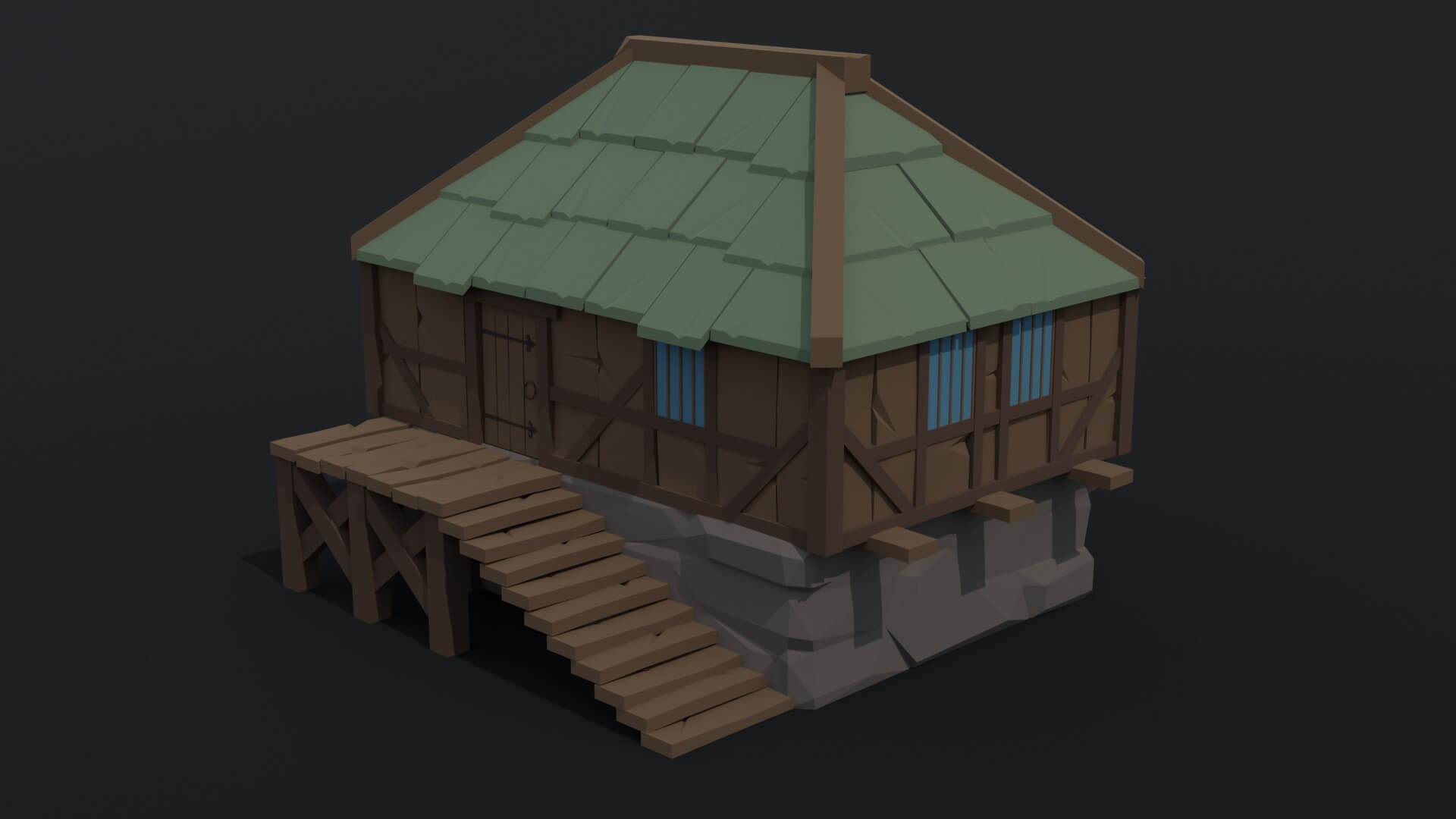Cartoon Medieval House - Free 3D Model by Tykryk