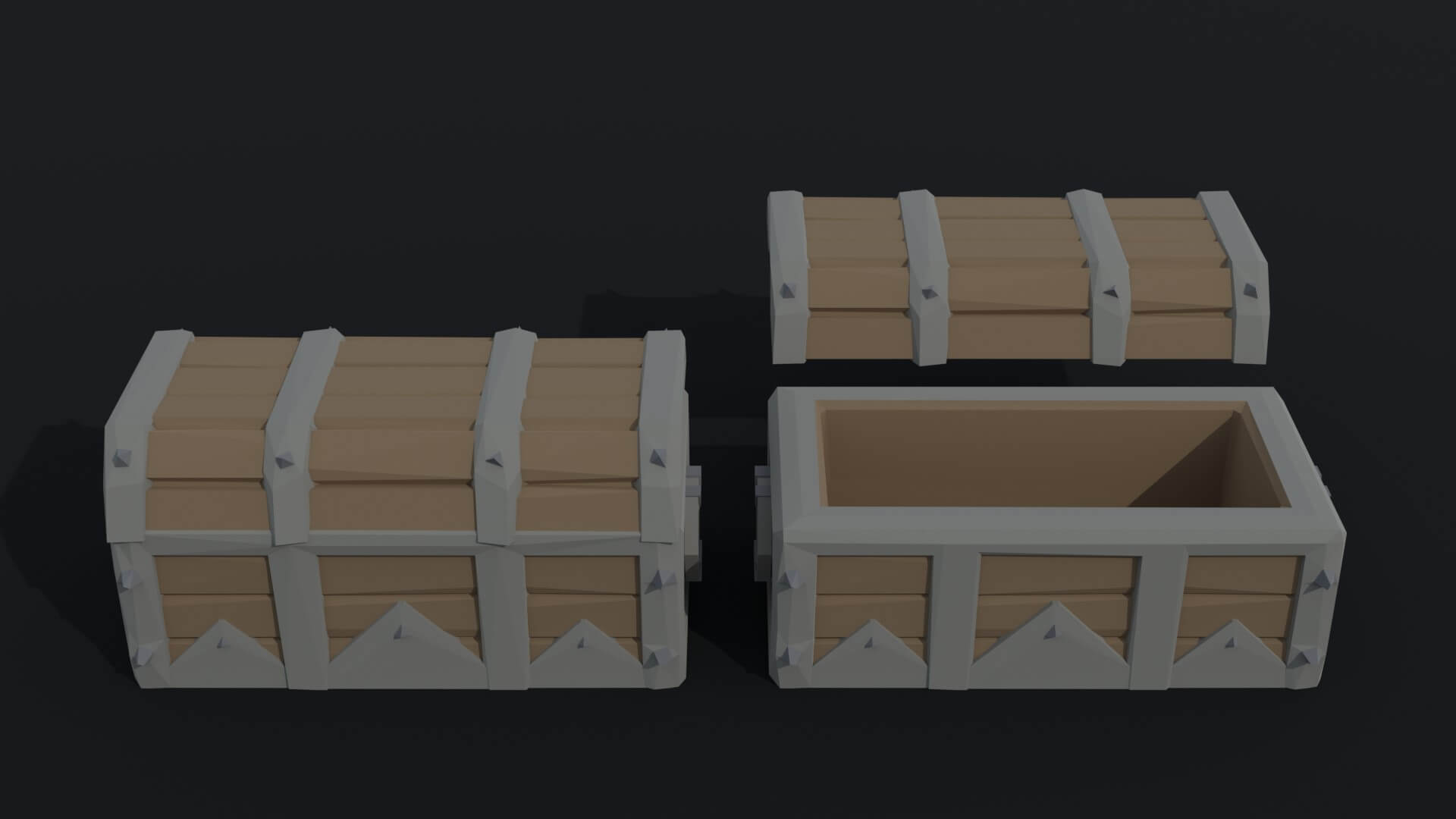 Cartoon Fantasy Chests Polygonal Style - 3D Model by Tykryk