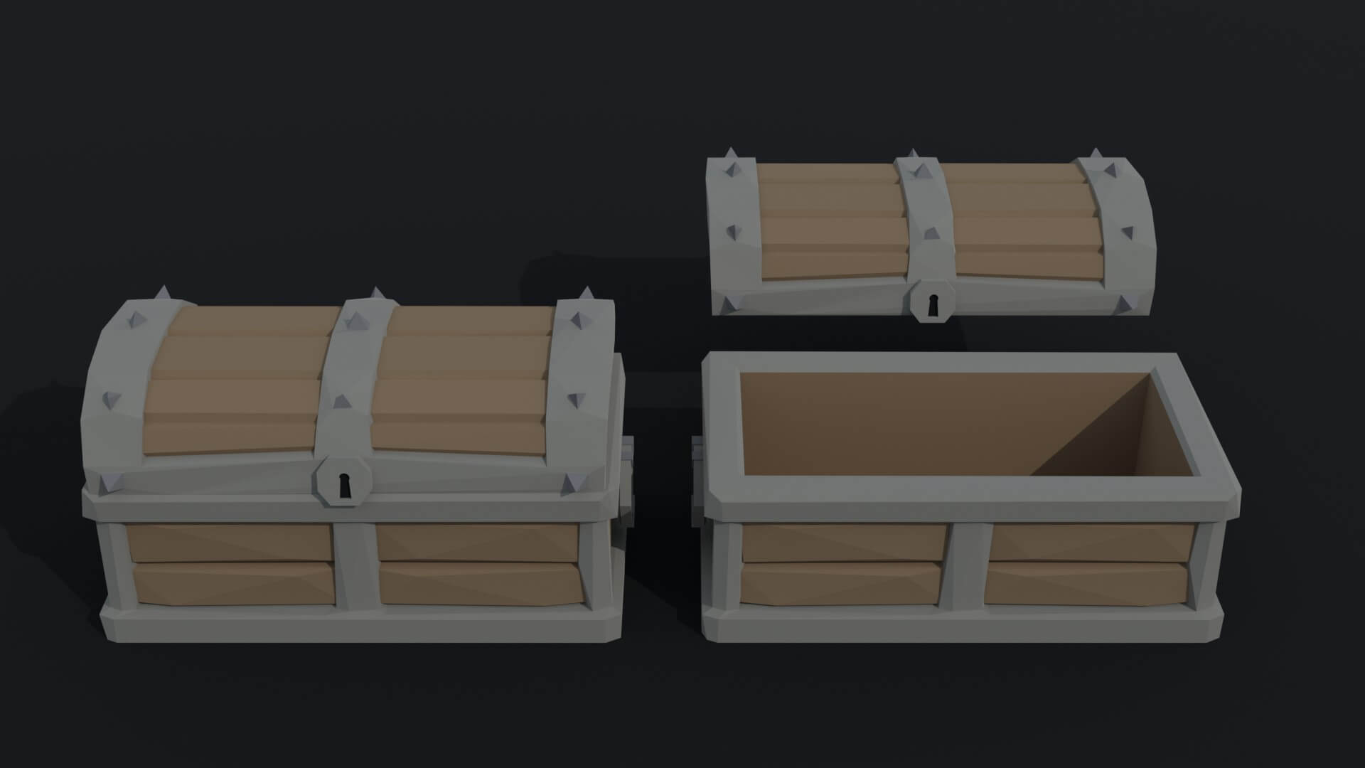 Cartoon Fantasy Chests Polygonal Style - 3D Model by Tykryk