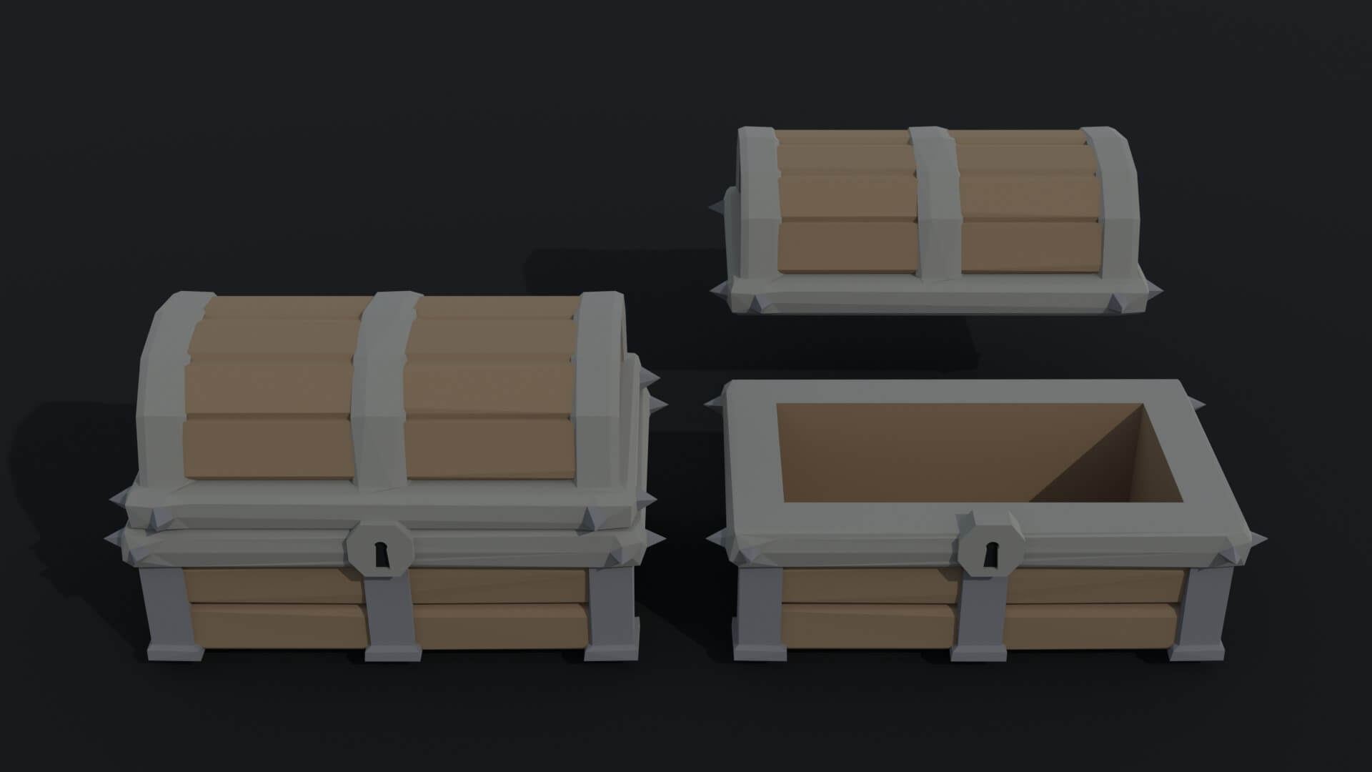 Cartoon Fantasy Chests Polygonal Style - 3D Model by Tykryk
