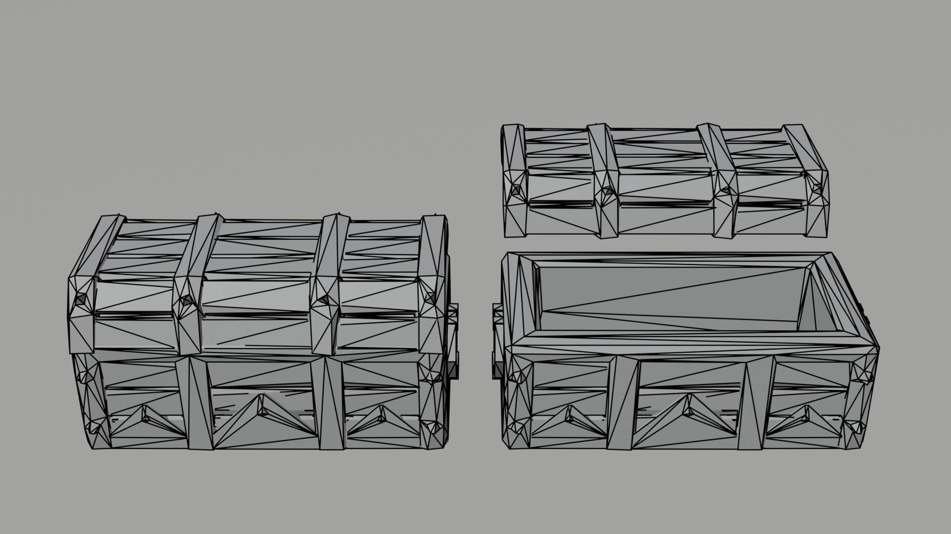 Cartoon Fantasy Chests Polygonal Style - 3D Model by Tykryk