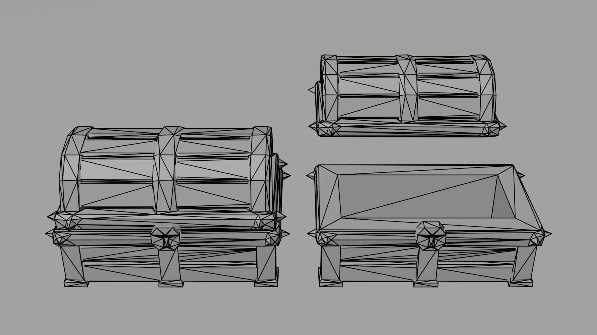 Cartoon Fantasy Chests Polygonal Style - 3D Model by Tykryk