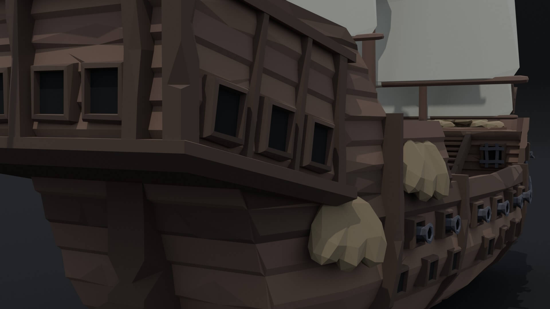 Cartoon Medieval Ship Polygonal Style - 3D Model by Tykryk
