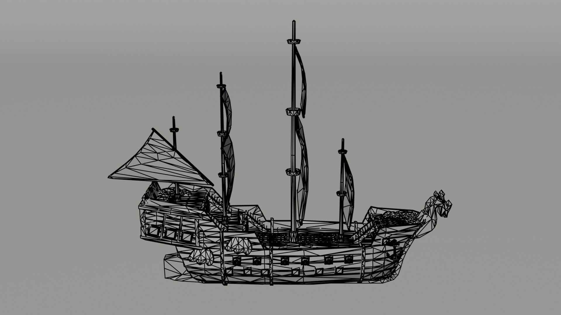 Cartoon Medieval Ship Polygonal Style - 3D Model by Tykryk