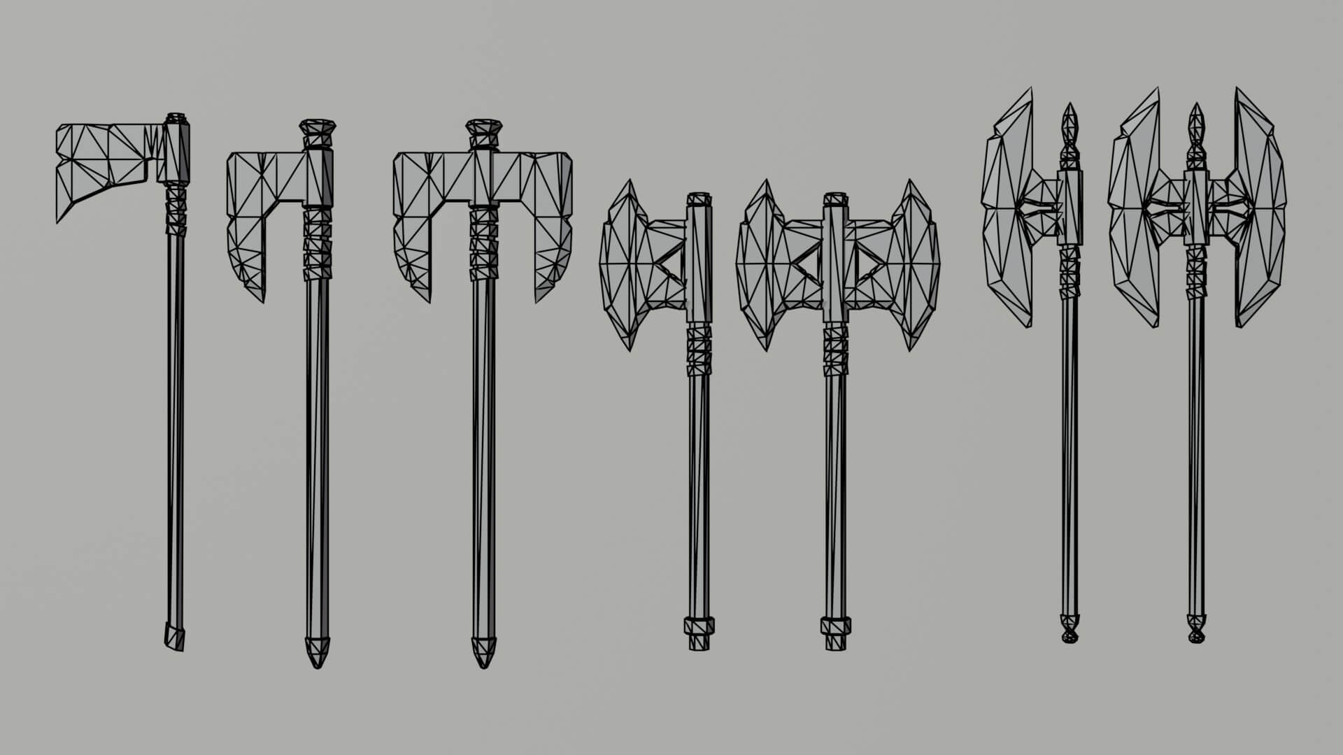Cartoon Medieval Weapons Polygonal Style - 3D Model by Tykryk