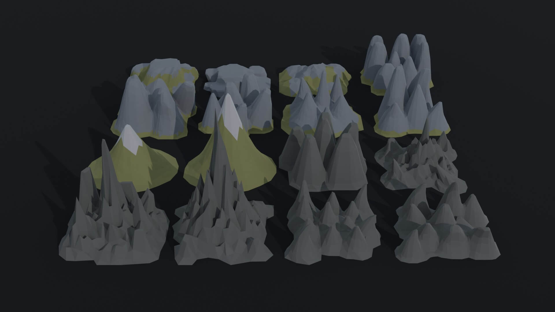 Cartoon Mountains Kit - 3D Model by Tykryk