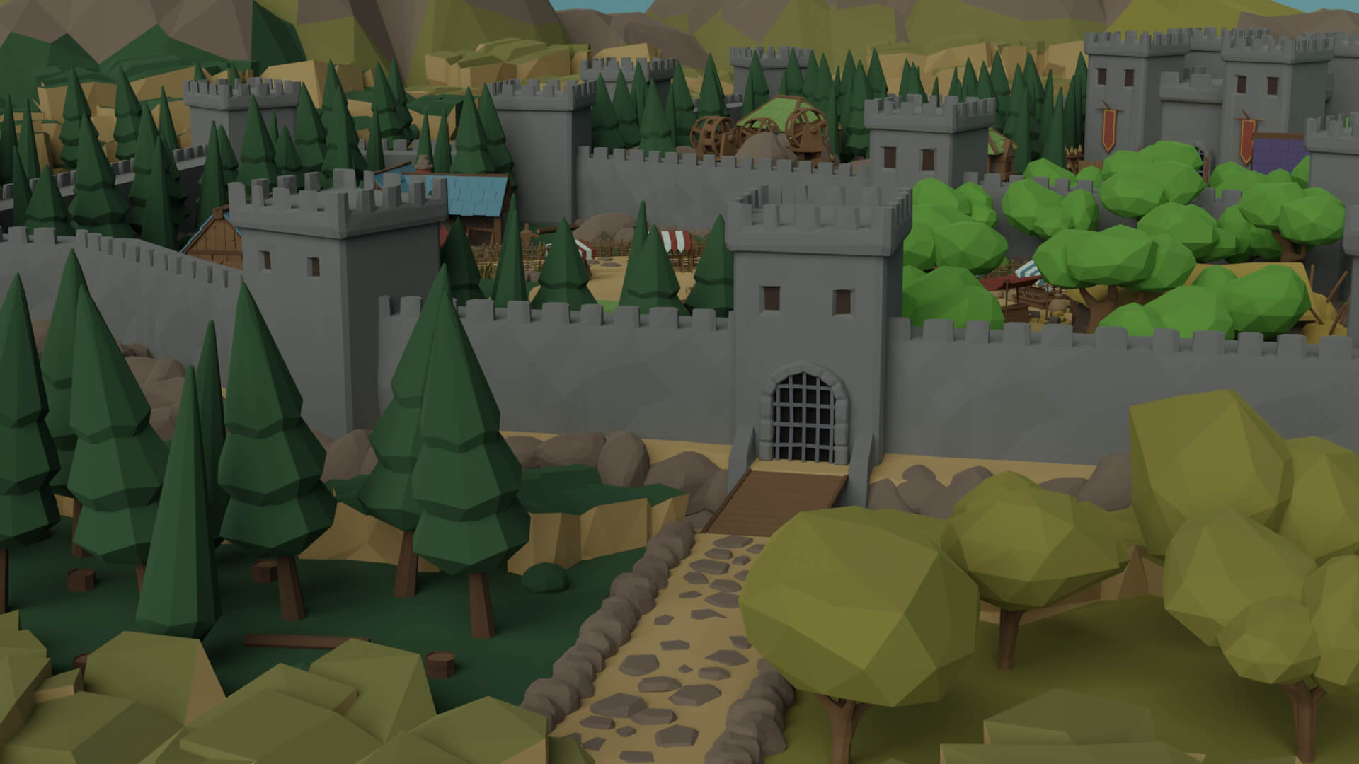 Cartoon Polygonal Fantasy Castle - 3D Model by Tykryk