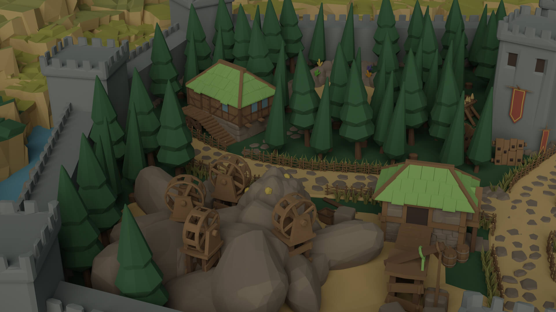 Cartoon Polygonal Fantasy Castle - 3D Model by Tykryk