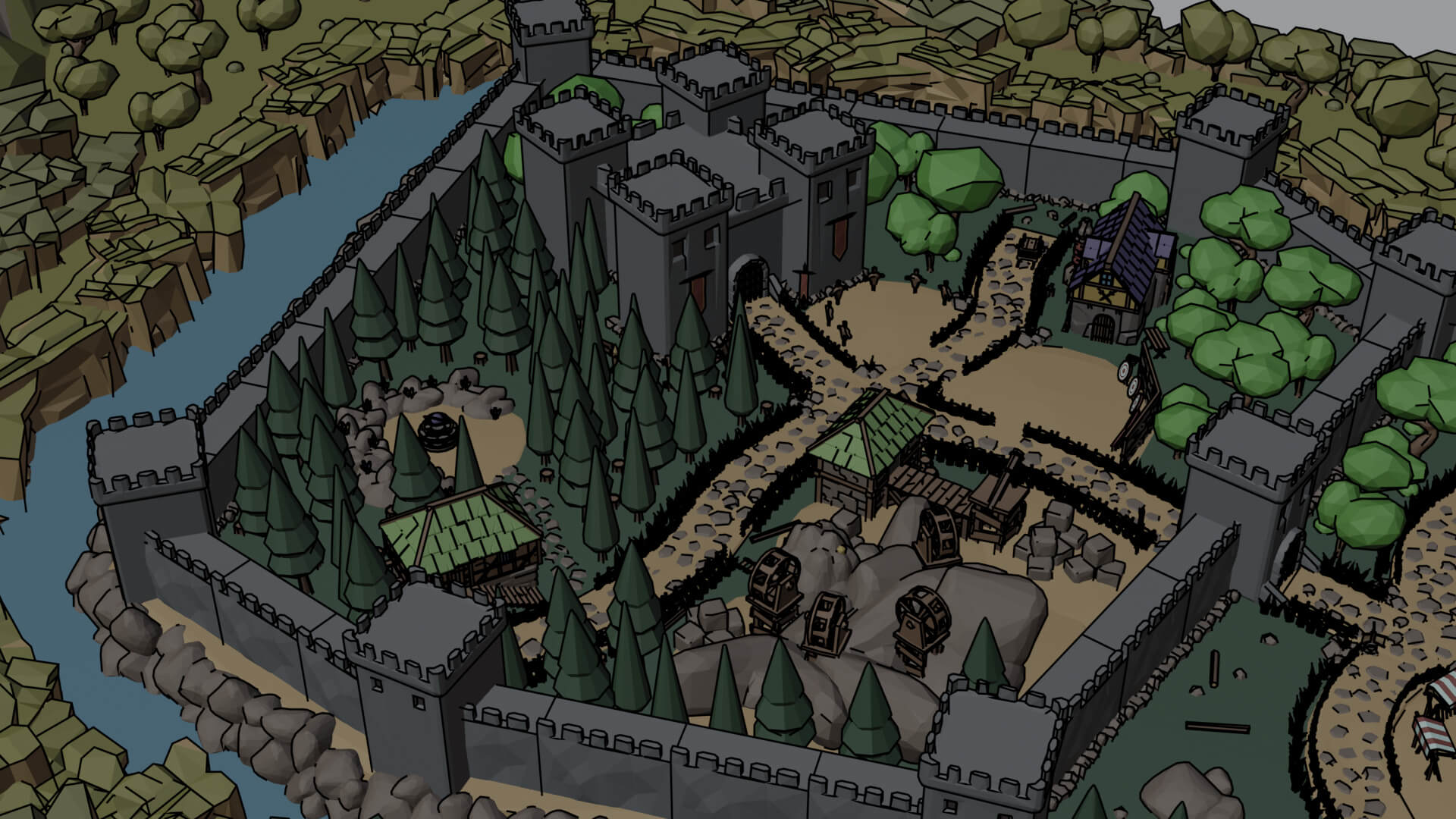 Cartoon Polygonal Fantasy Castle - 3D Model by Tykryk