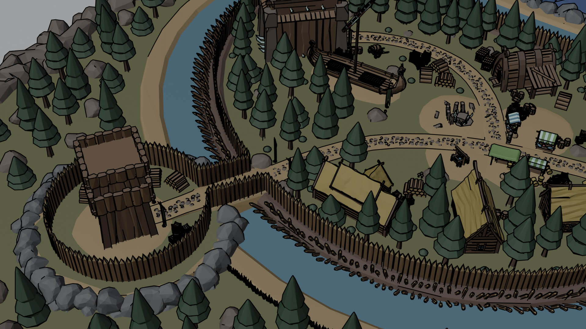 Cartoon Polygonal Viking Castle - 3D Model by Tykryk