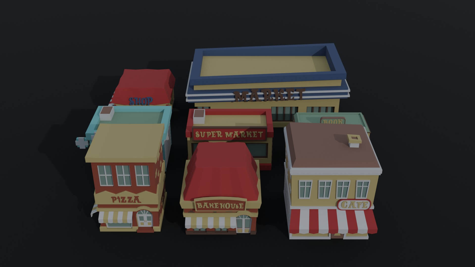 Cartoon Shops - 3D Model by Tykryk