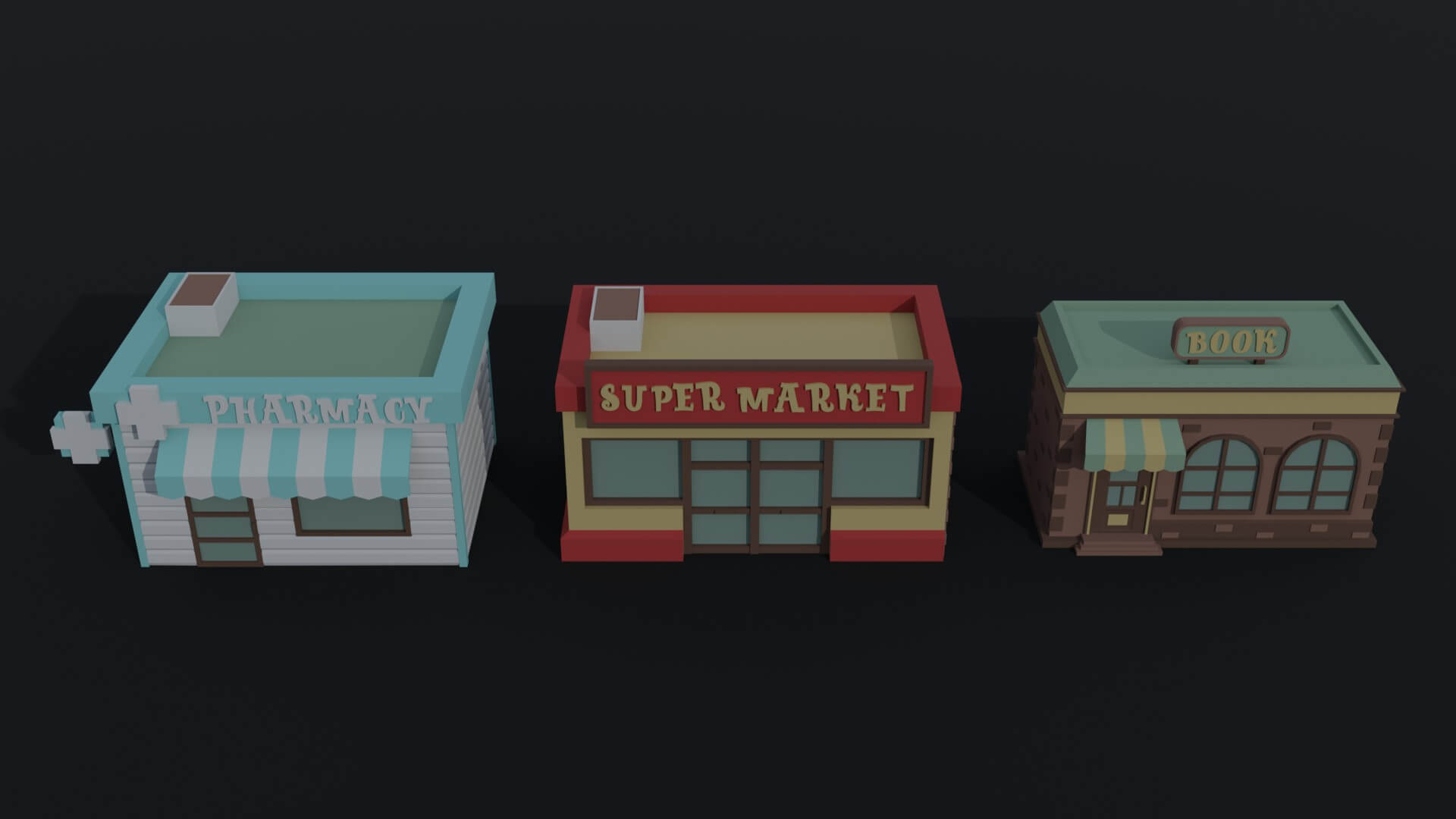Cartoon Shops - 3D Model by Tykryk
