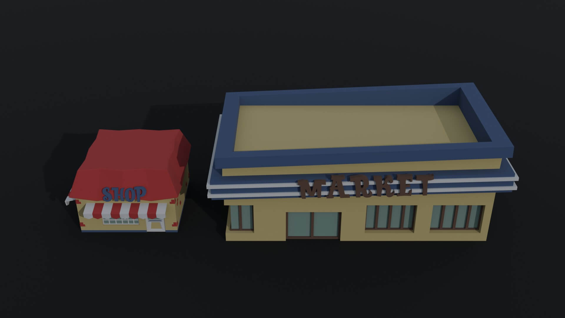 Cartoon Shops - 3D Model by Tykryk