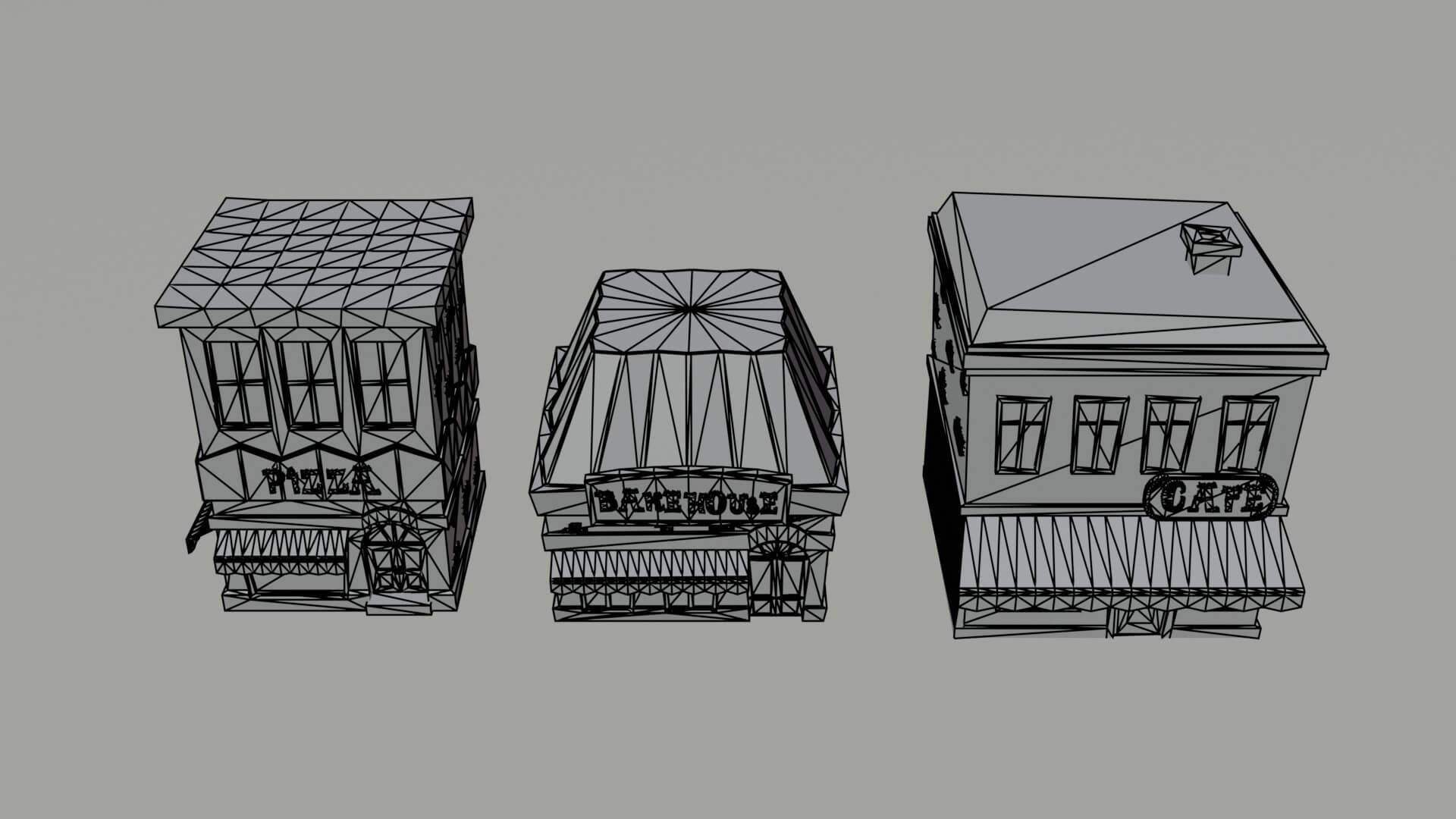 Cartoon Shops Polygonal Style - 3D Model by Tykryk