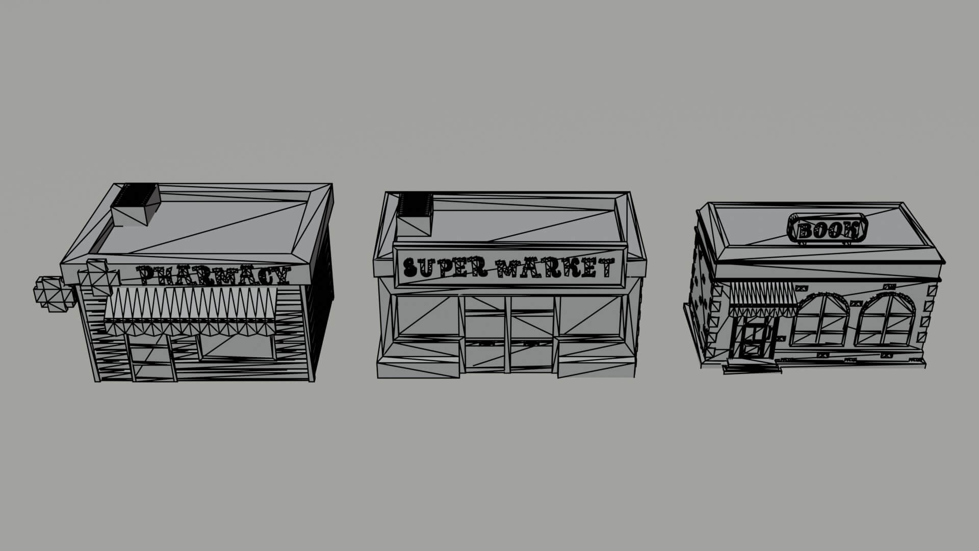 Cartoon Shops Polygonal Style - 3D Model by Tykryk