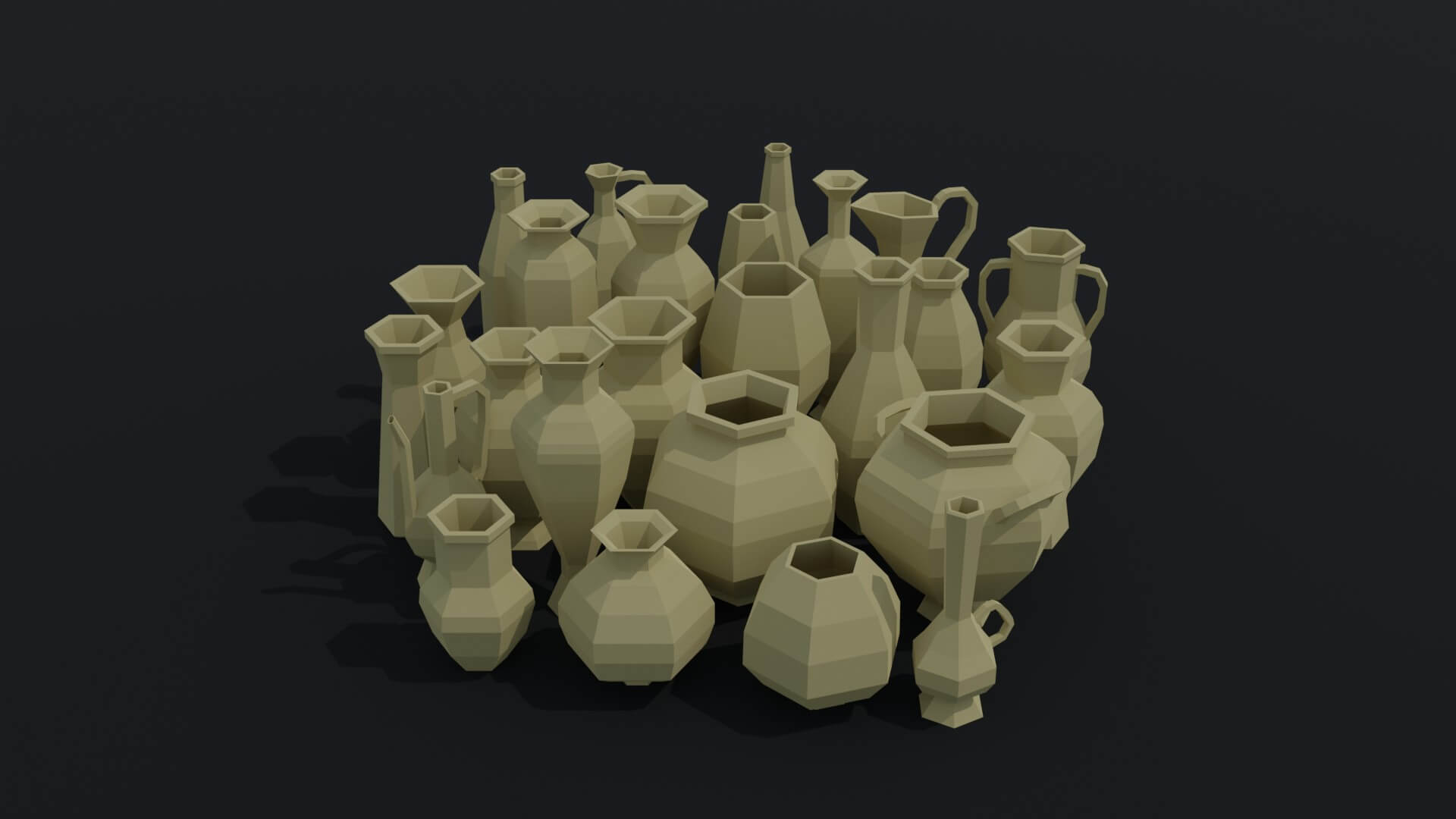 Cartoon Simple Vases Polygonal Style - 3D Model by Tykryk