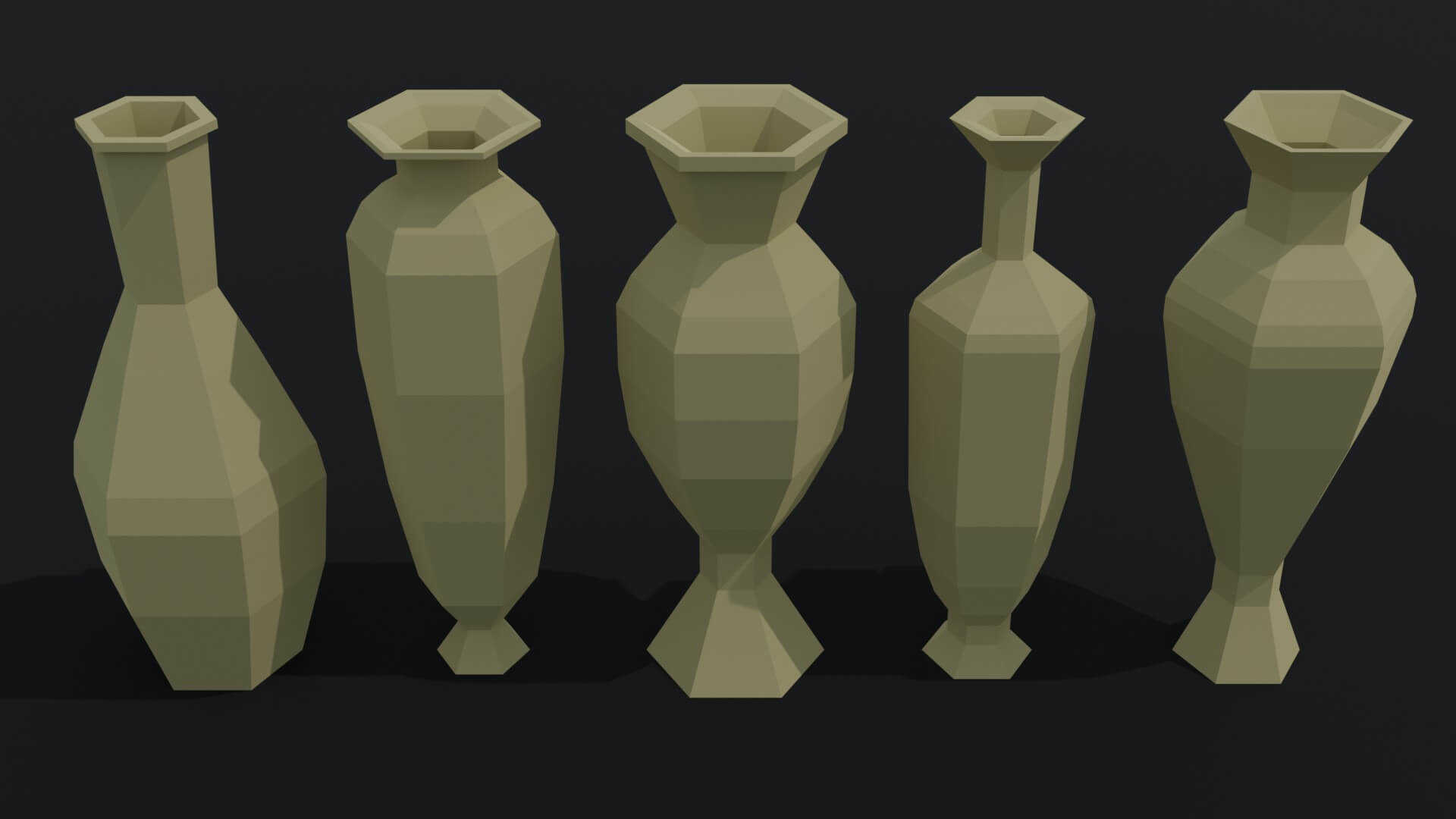 Cartoon Simple Vases Polygonal Style - 3D Model by Tykryk